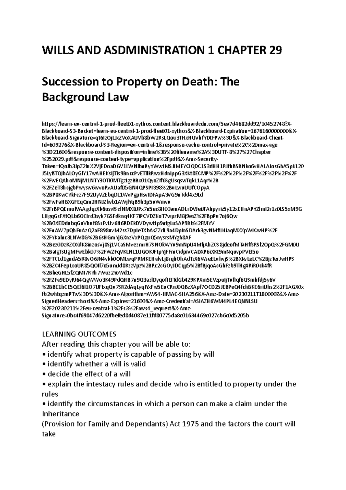 Wills AND Administration 1 Chapter 29 - WILLS AND ASDMINISTRATION 1 ...