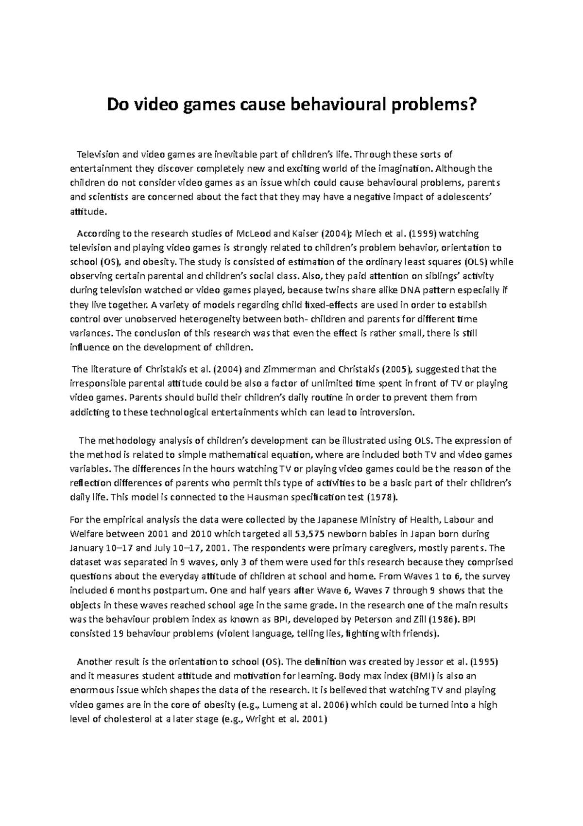 Do violent video games cause behavioural problems - Do video games ...