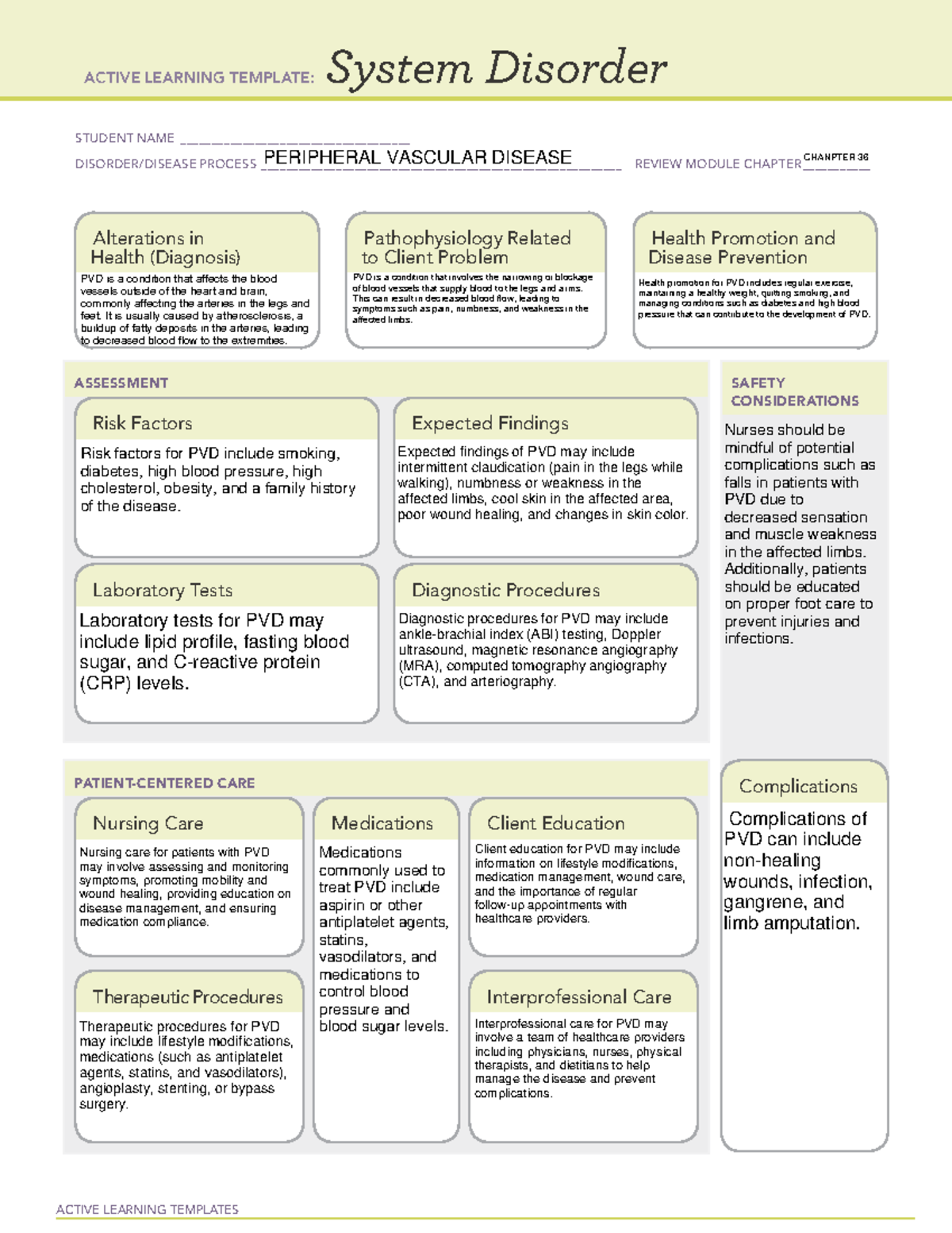 Peripheral Vascular Disease 2 - ACTIVE LEARNING TEMPLATES System ...