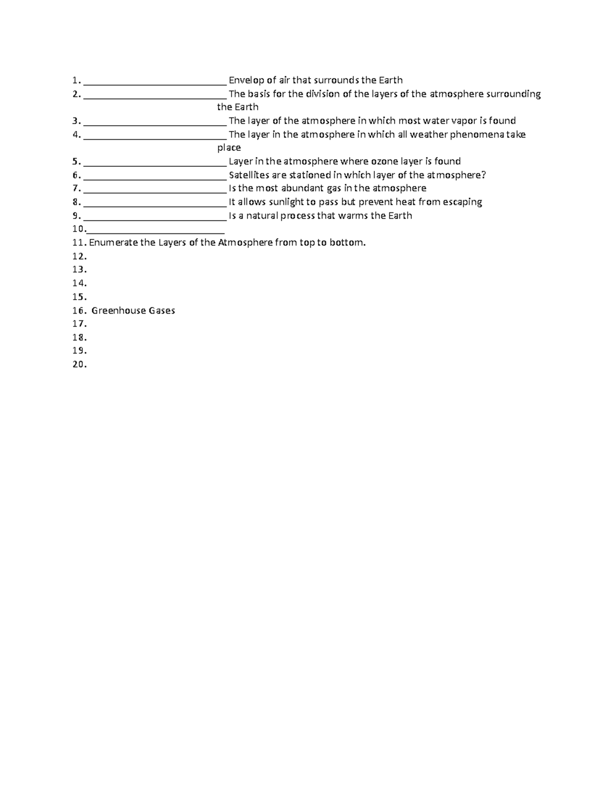 Atmosphere test - Science education ...