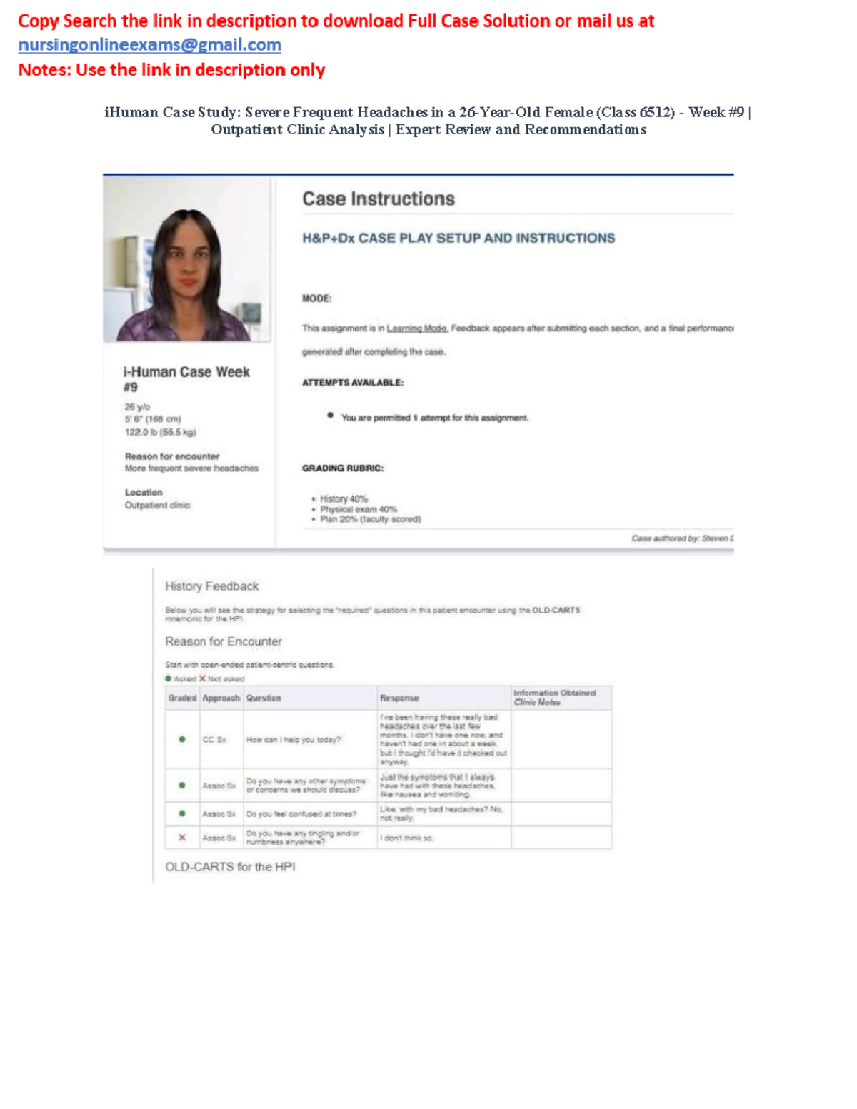 I Human Case Study Kathleen Parks - 26-Year-Old with Frequent Severe Headaches Week #9 Expert ...