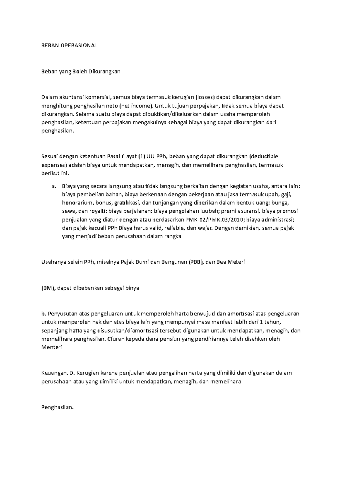 Beban oprasional - tugas - BEBAN OPERASIONAL Beban yang Boleh ...