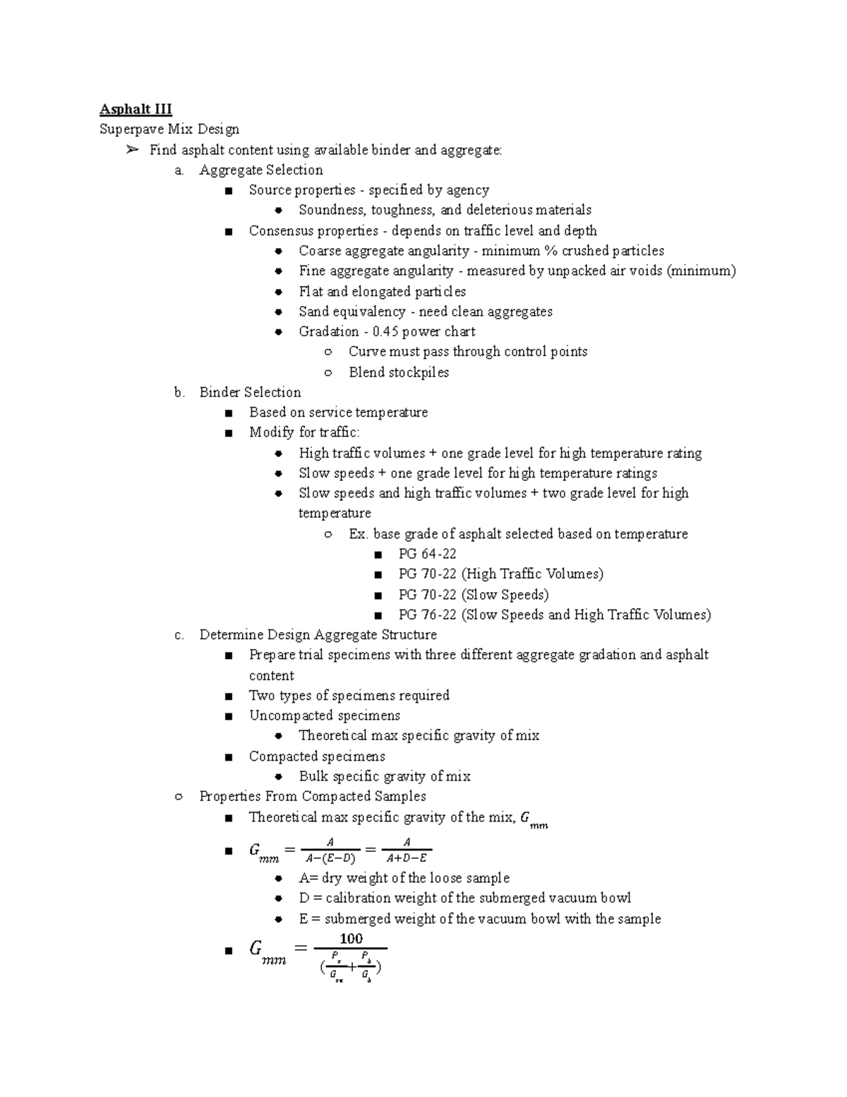 CE 380 Asphalt III - Dr. Salman's lecture notes. - Asphalt III ...