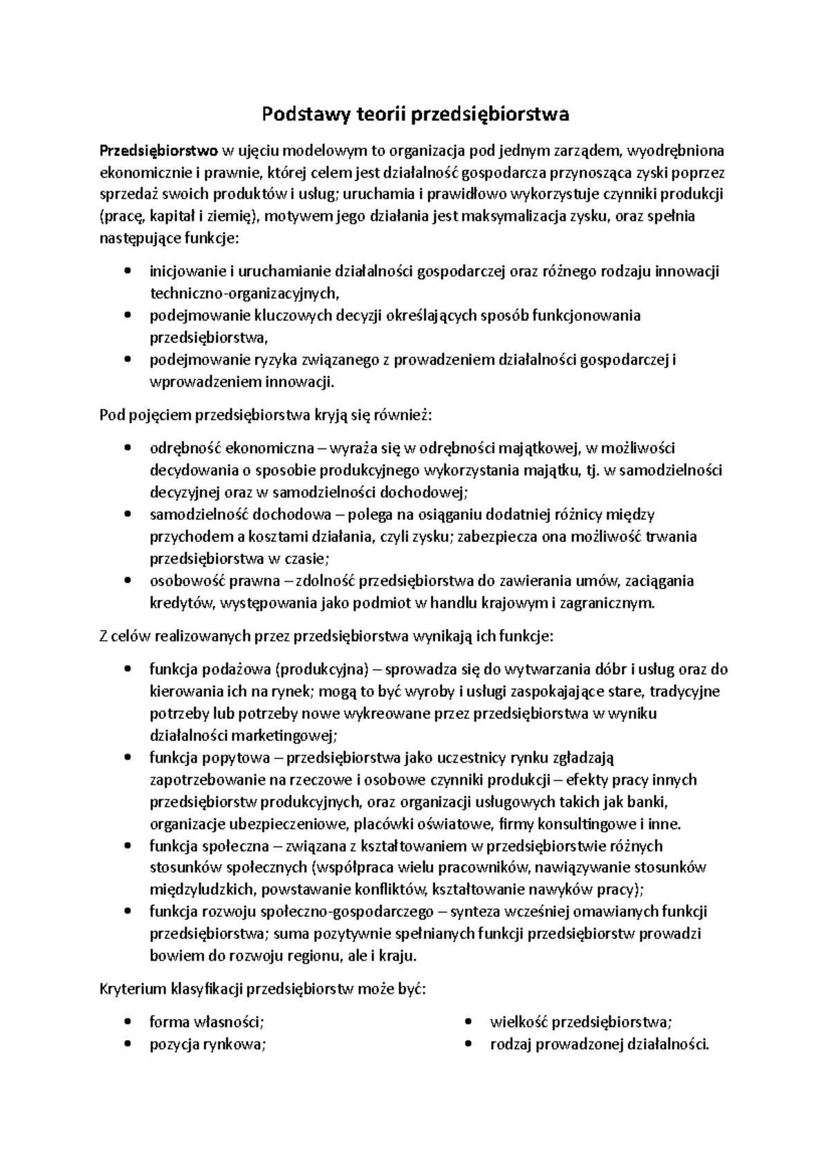Podstawy teorii przedsiębiorstwa - Podstawy teorii przedsiębiorstwa ...