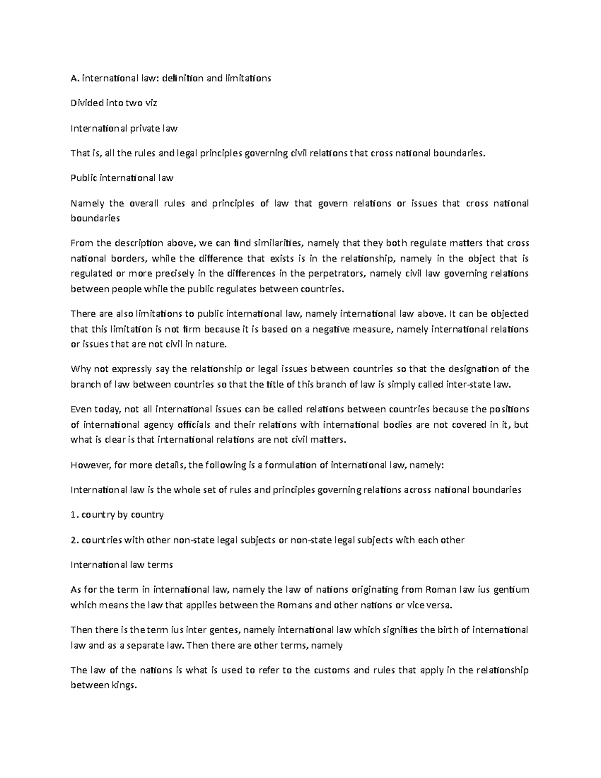 Resume intl law - summaries of course - A. international law ...