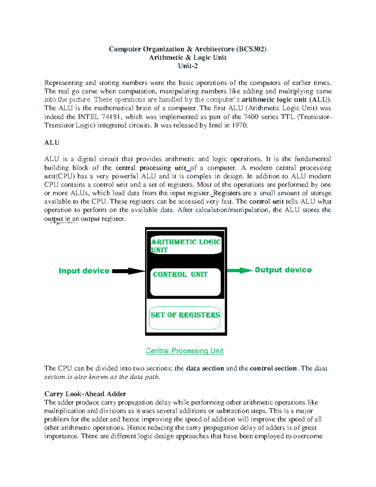 COAunit 2 - BCS302 - Computer Organization & Architecture (BCS302 ...