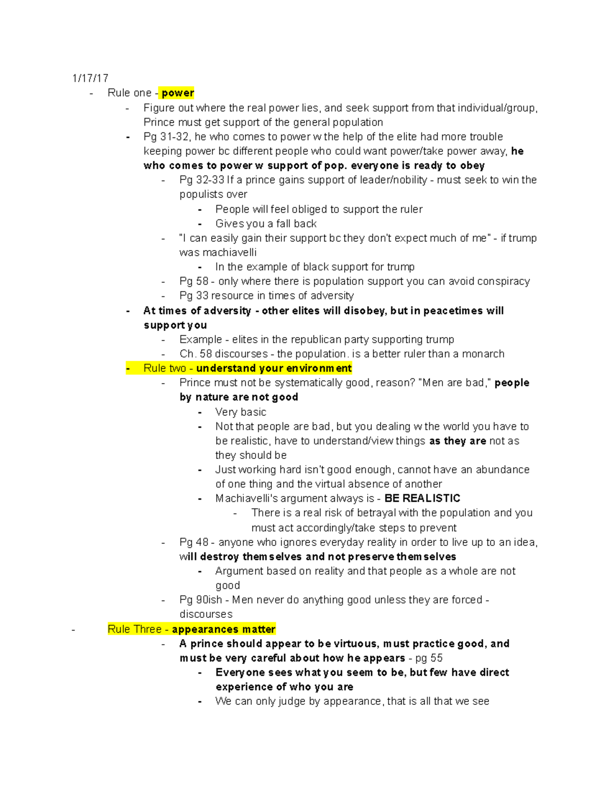 Polsci 6C WEEK 2 - Lecture notes Week 2 - 1/17/17 - Rule one - power ...
