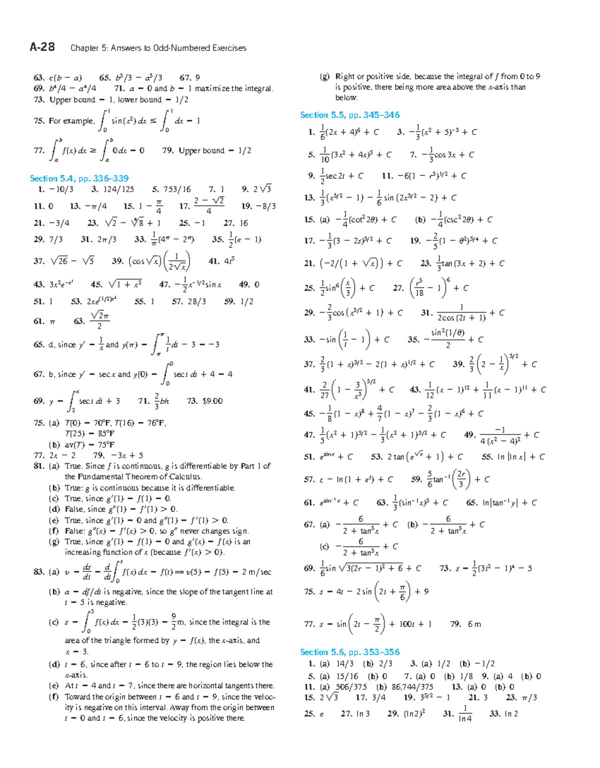 Math Question-6 - math work - A-28 Chapter 5: Answers to Odd-Numbered ...