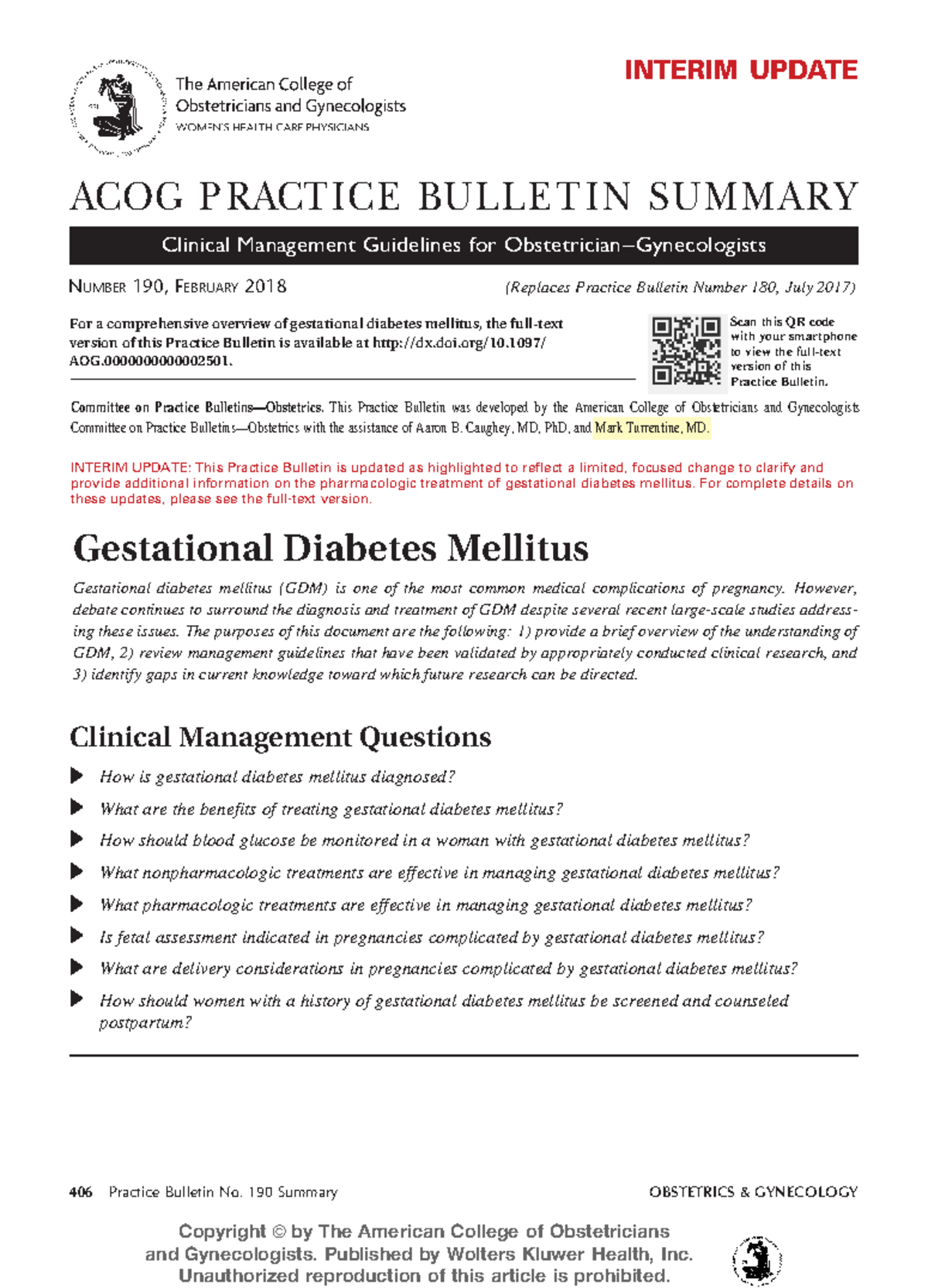Acog practice bulletin no 190 summary 2018 2 - 406 Practice Bulletin No ...