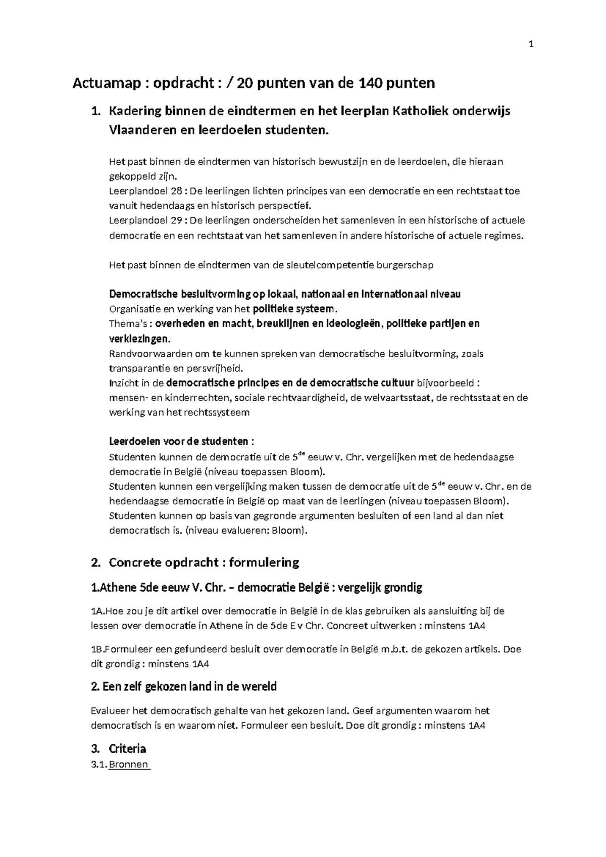 Actuamap opdracht - 1 Actuamap : opdracht : / 20 punten van de 140 ...