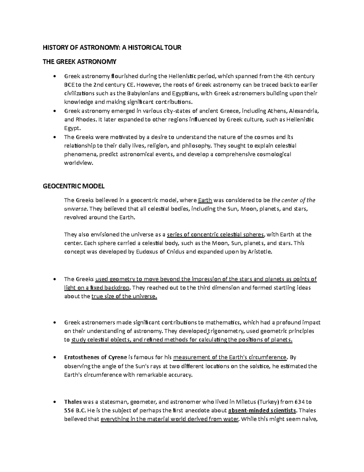 History OF Astronomy A Historical Tour - HISTORY OF ASTRONOMY: A ...