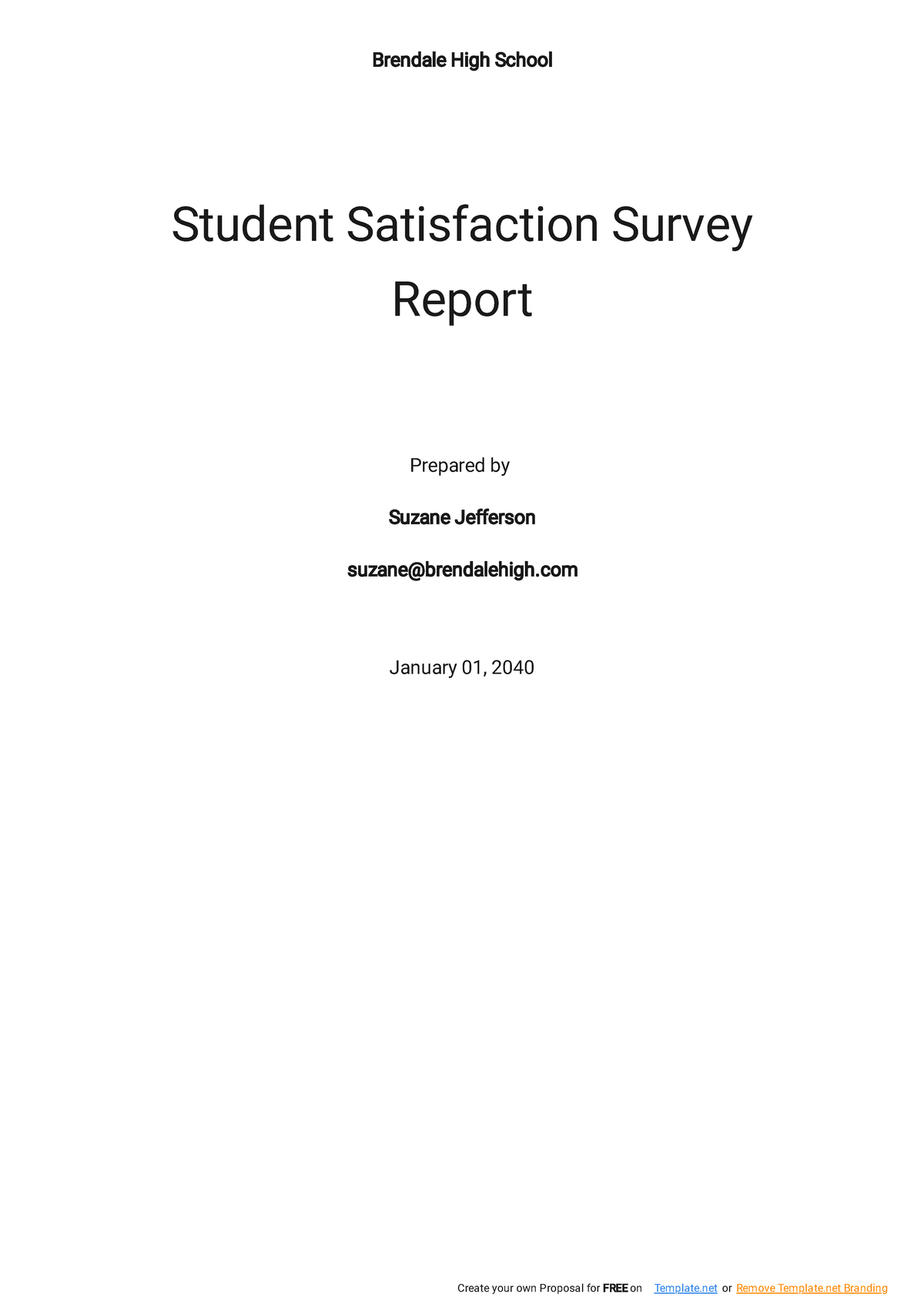 Copy of Sample Survey Report Template - Brendale High School Student ...