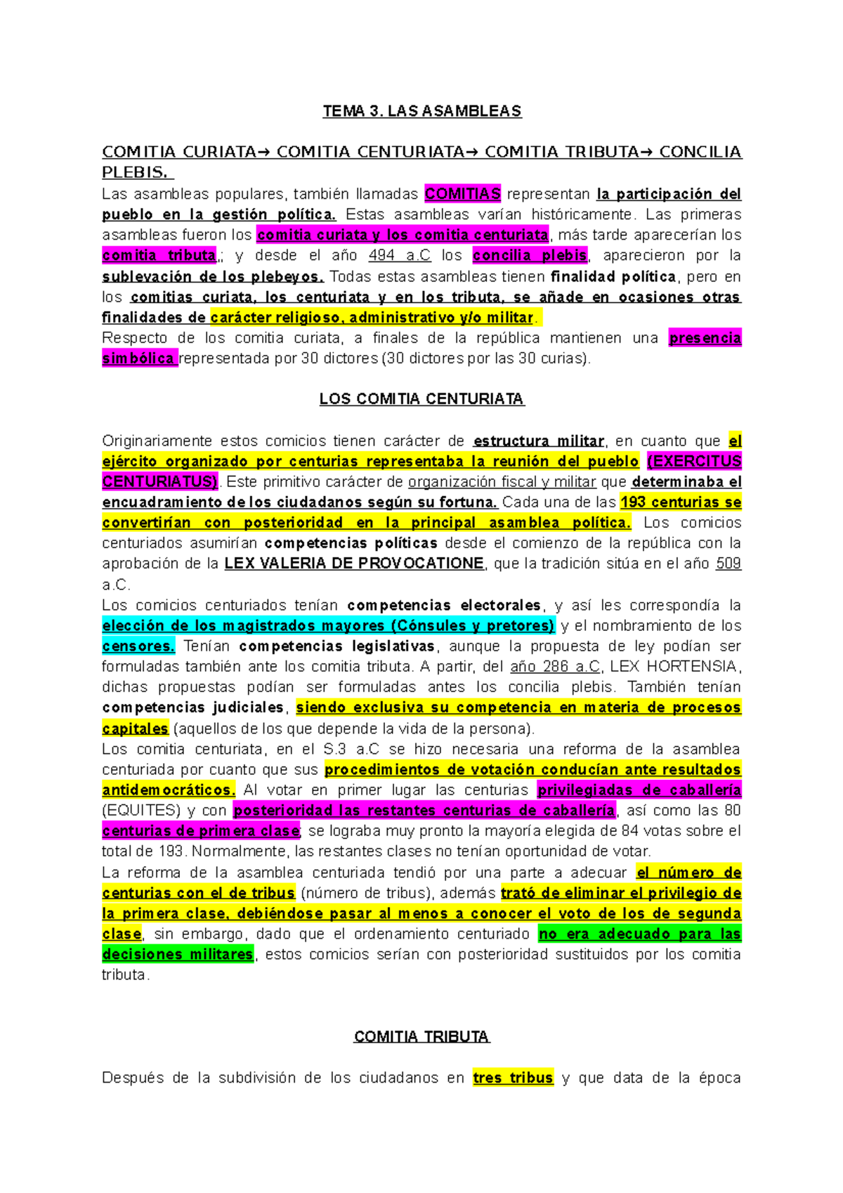 TEMA 3. LAS Asambleas - Apuntes 3 - TEMA 3. LAS ASAMBLEAS COMITIA ...