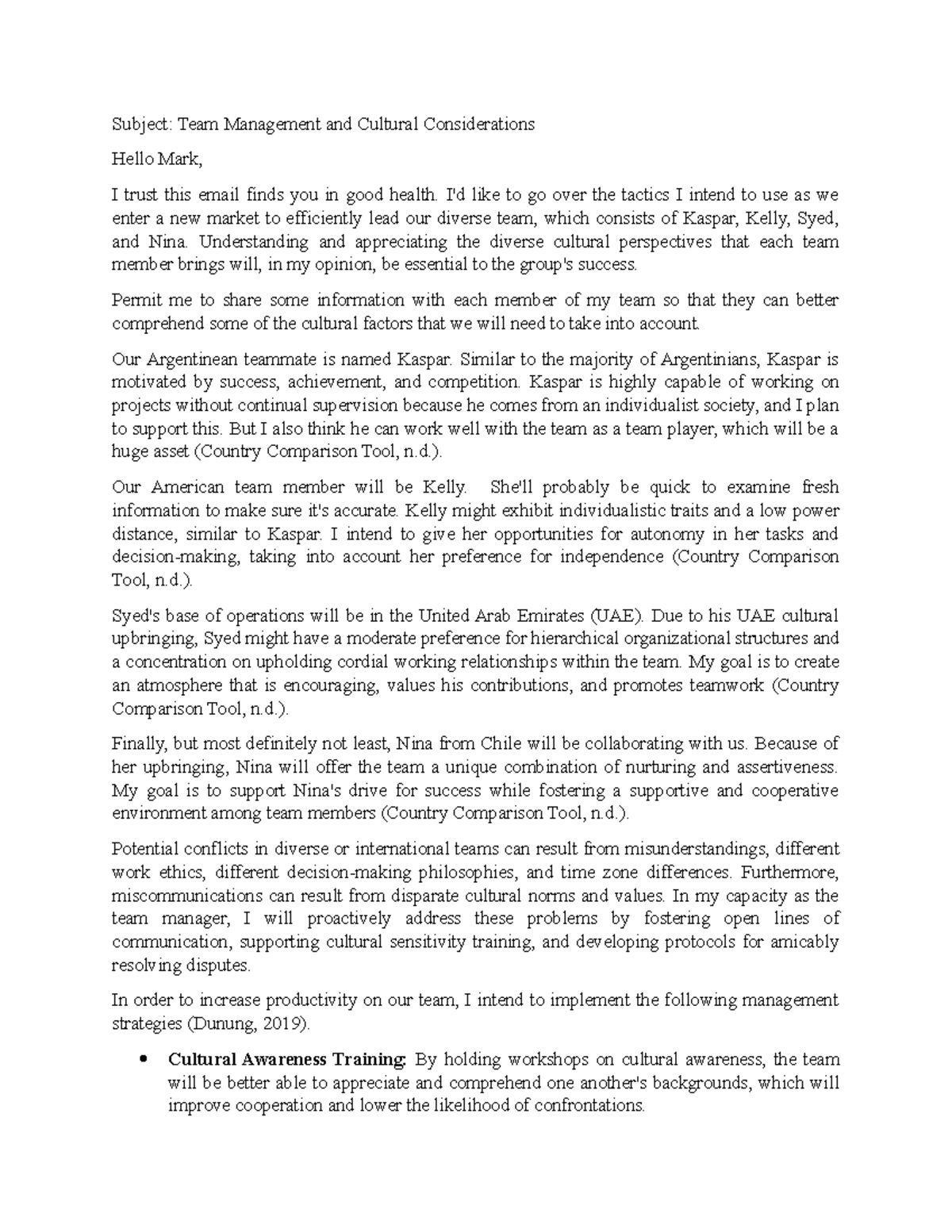 INT220 - 6-1 Assignment - International Team Expectations - Subject ...