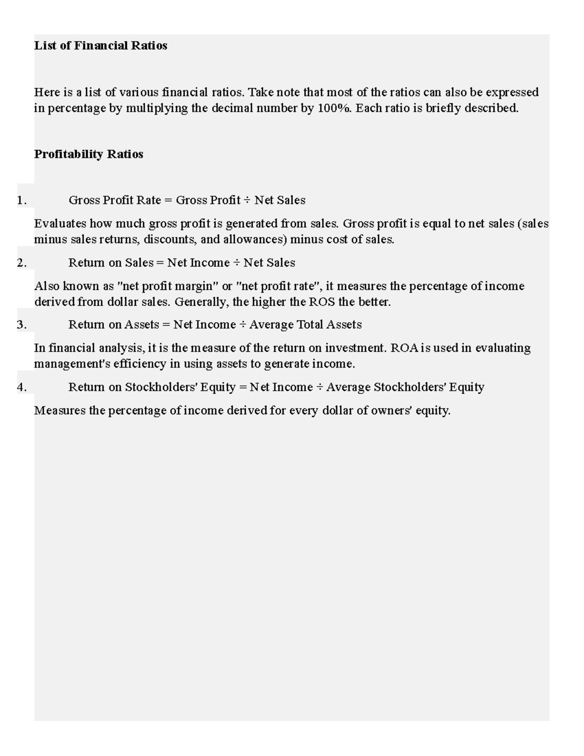 List Of Financial Ratios Take Note That Most Of The Ratios Can Also list-of-financial-ratios-take-note-that-most-of-the-ratios-can-also