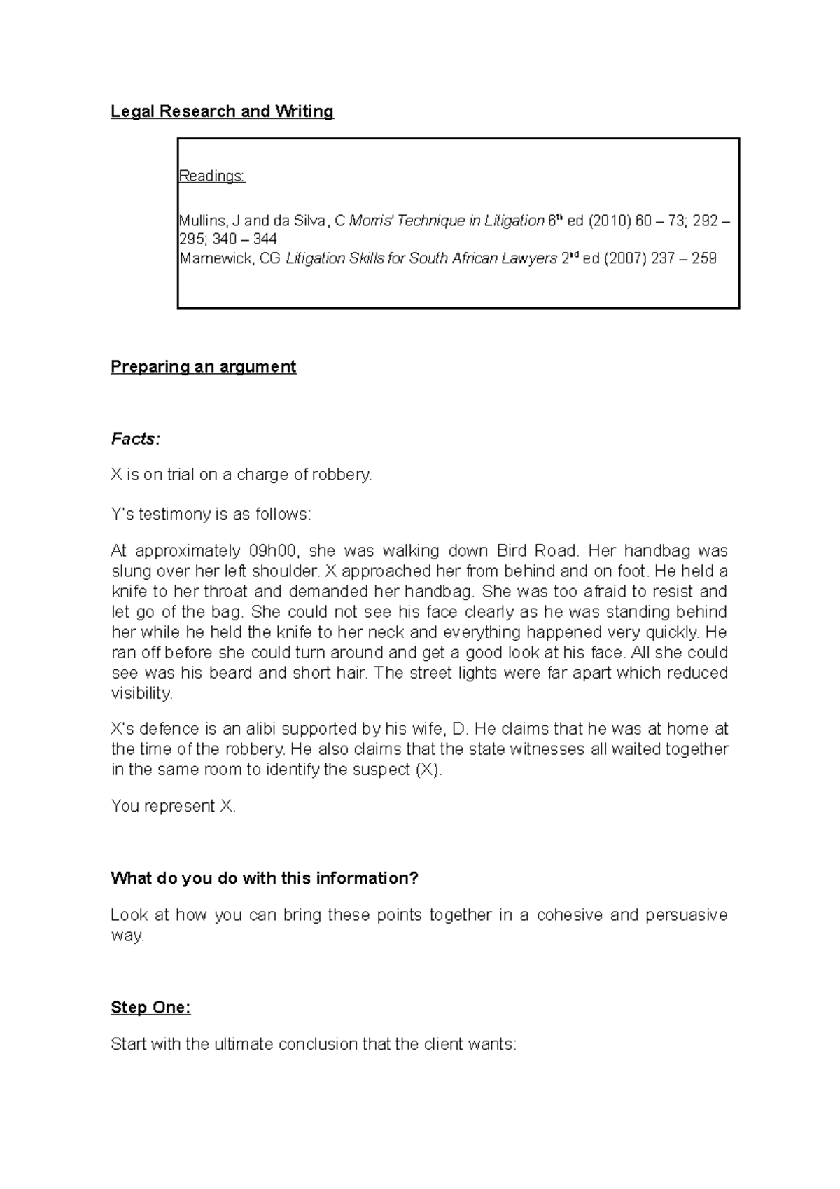 Legal Research and writing - Legal Research and Writing Readings ...