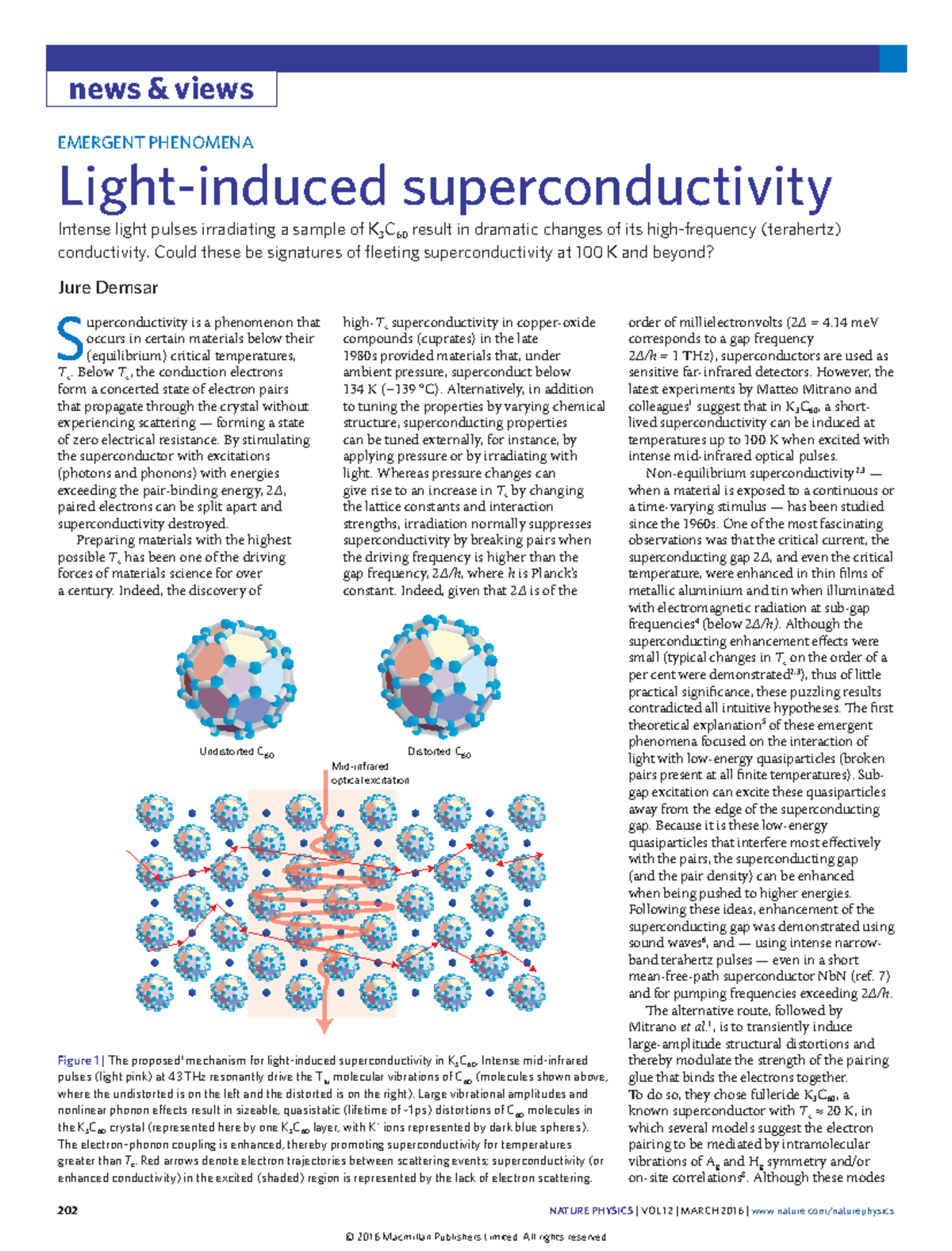 Light-induced superconductivity Nat Phys 2016 - 202 NATURE PHYSICS | VOL 12 | MARCH 2016 | - Studocu