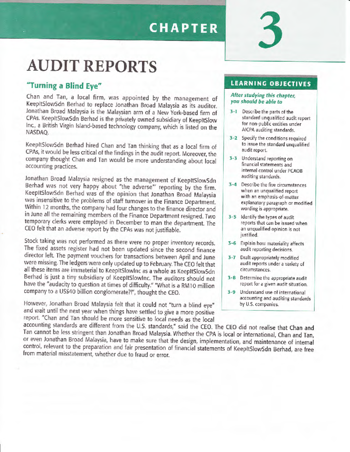 Lesson 3 - Reading material - AUDIT REPORTS "Turning a Blind Eye" chan ...