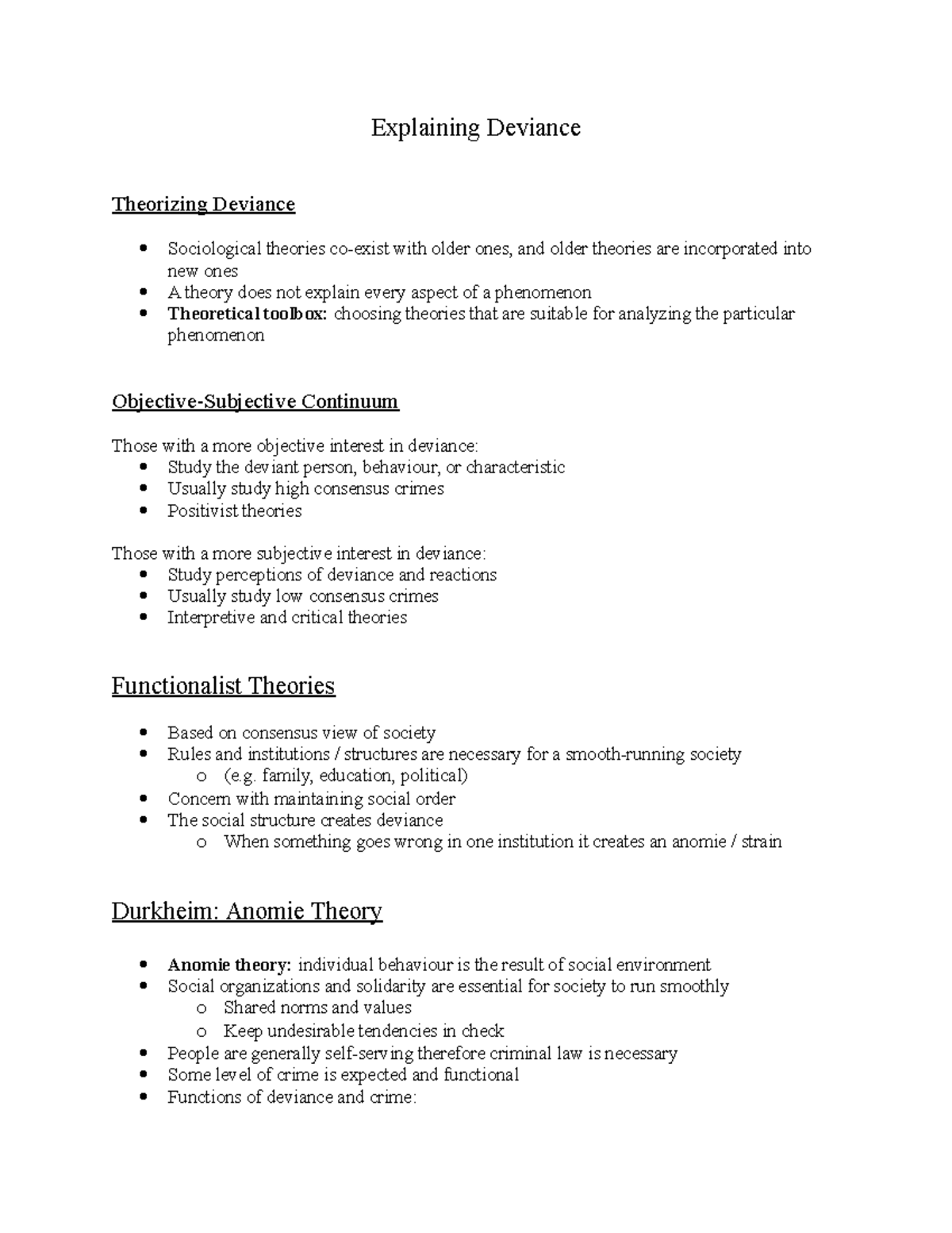Explaining Deviance 1 - Explaining Deviance Theorizing Deviance ...