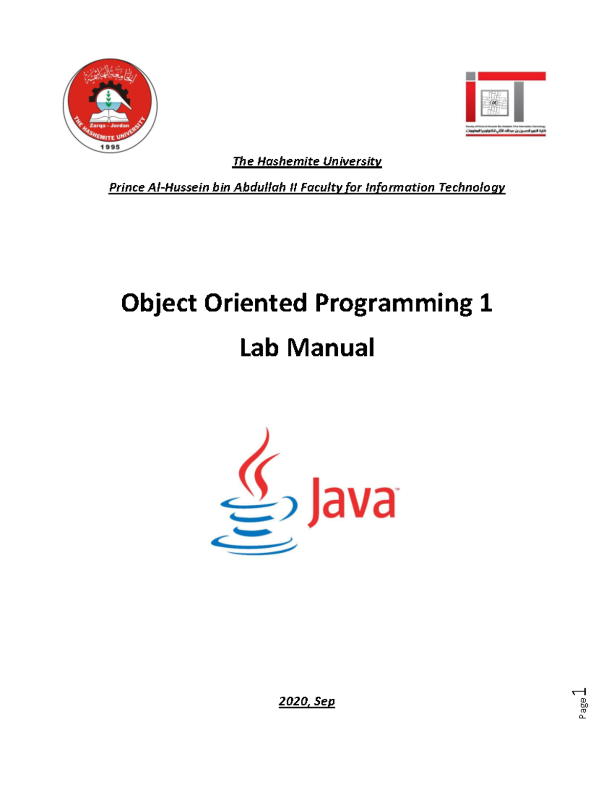 ALL Java Sheets sep 2020 - 1 The Hashemite University Prince Al-Hussein bin Abdullah II Faculty ...