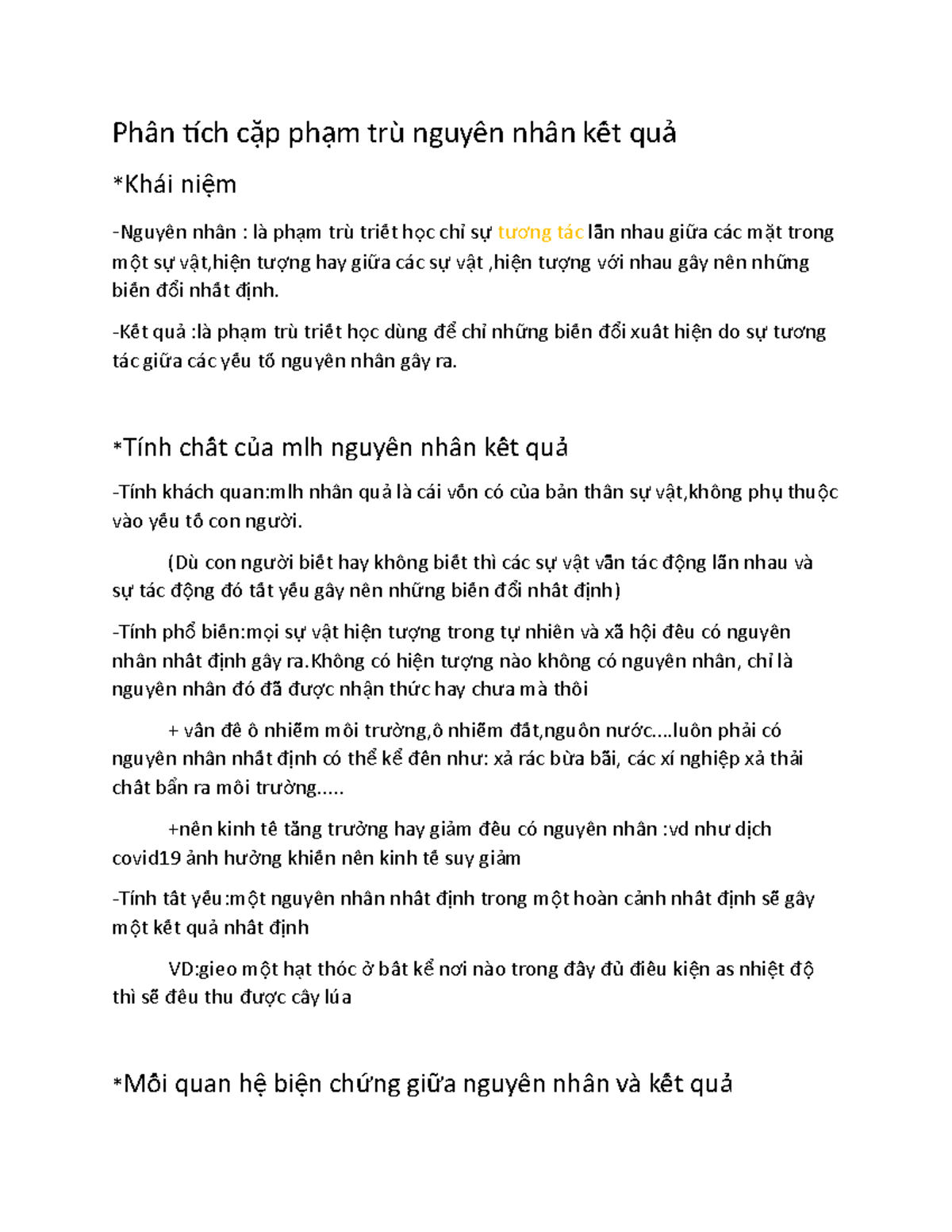 Phân tích cặp phạm trù nguyên nhân kết quả - Phân tch c p ph m trù nguyên nhân kêết quặ ạ ả ...
