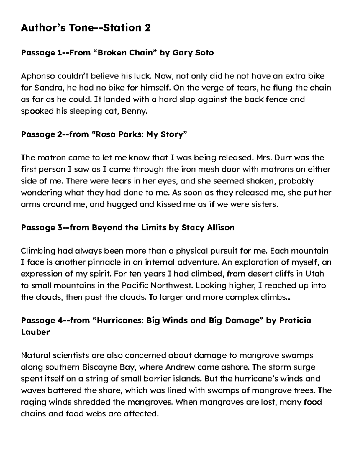 MCA test prep Station 2-Authors Tone for individual work - Author’s ...