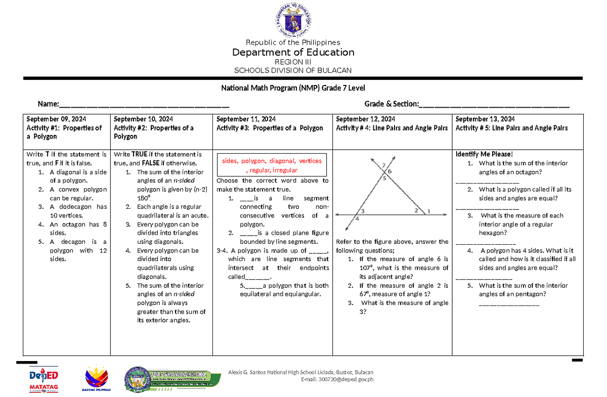 NMP- sep 9-13 - for enrichment - Alexis G. Santos National High School ...
