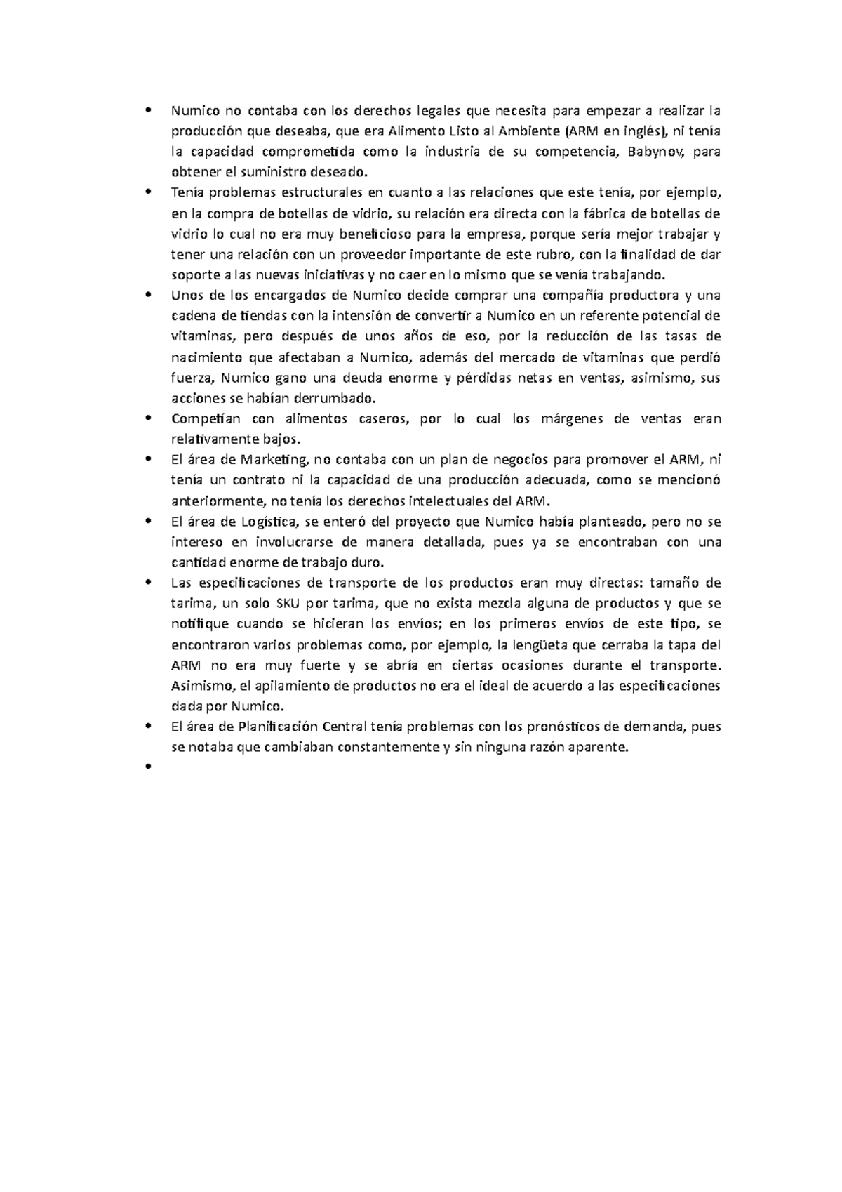 Problemática - Caso Numico, problemática - Numico no contaba con los ...