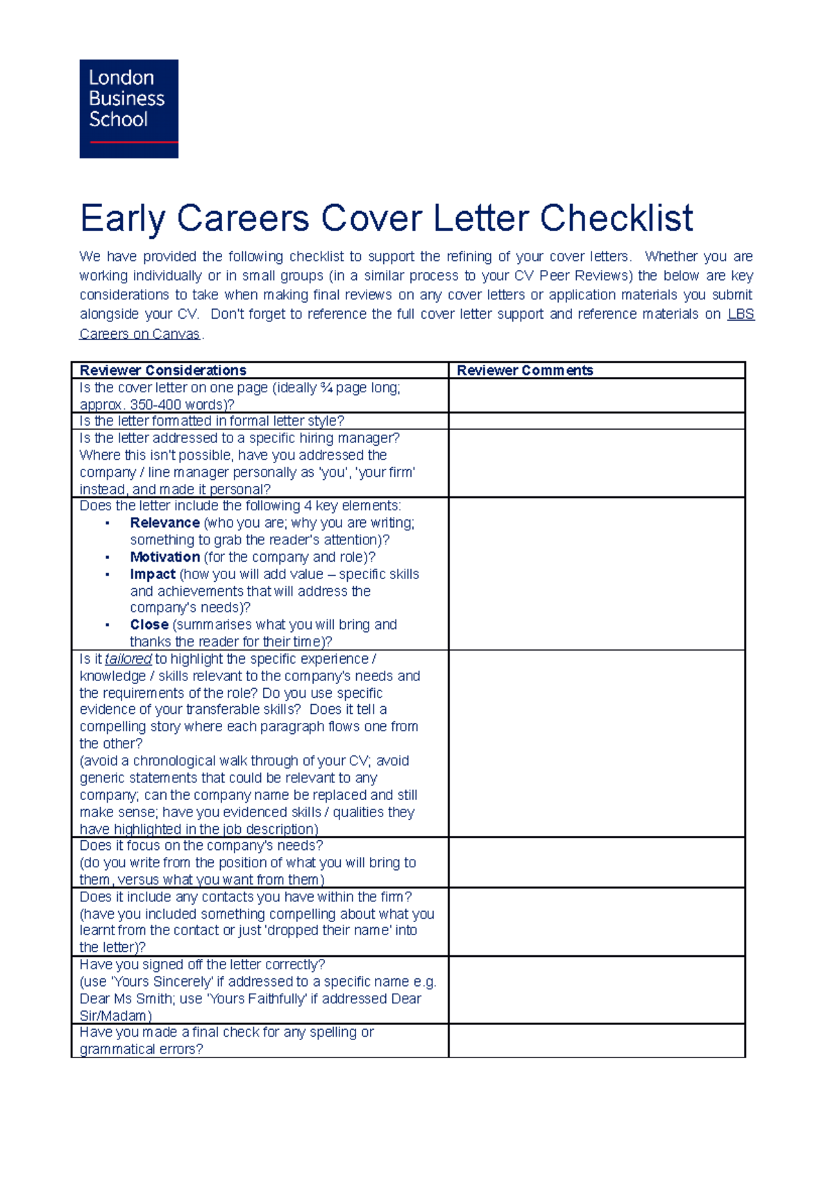 Cover Letter Checklist 2022 - Early Careers Cover Letter Checklist We ...