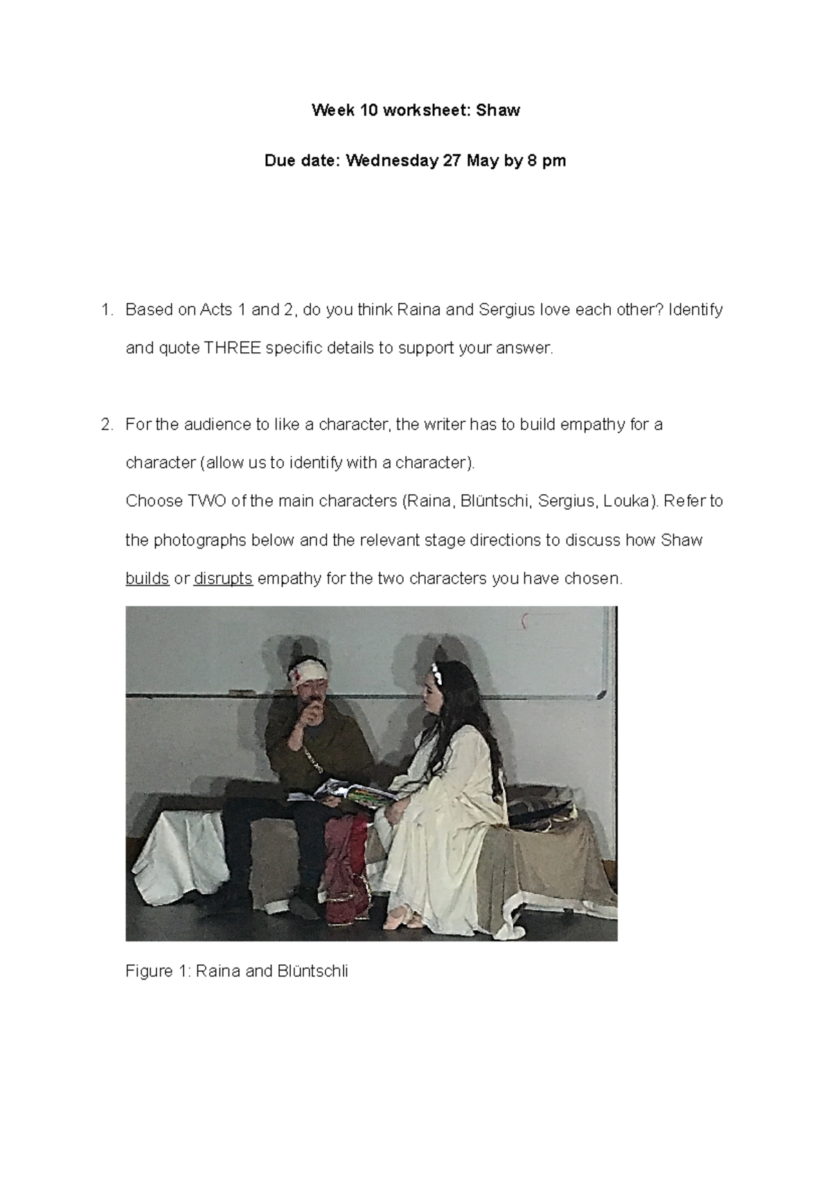 ENG 110 Week 10 Worksheet Shaw 2020 - Week 10 worksheet: Shaw Due date ...