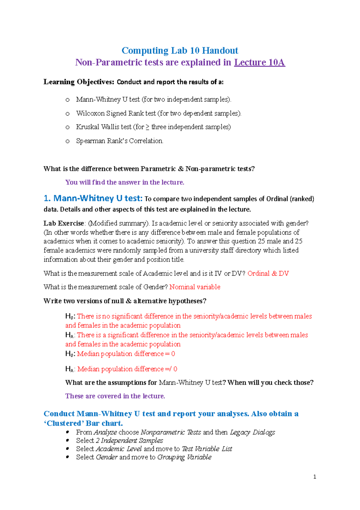 Computing Lab 10 Handout - Computing Lab 10 Handout Non-Parametric ...