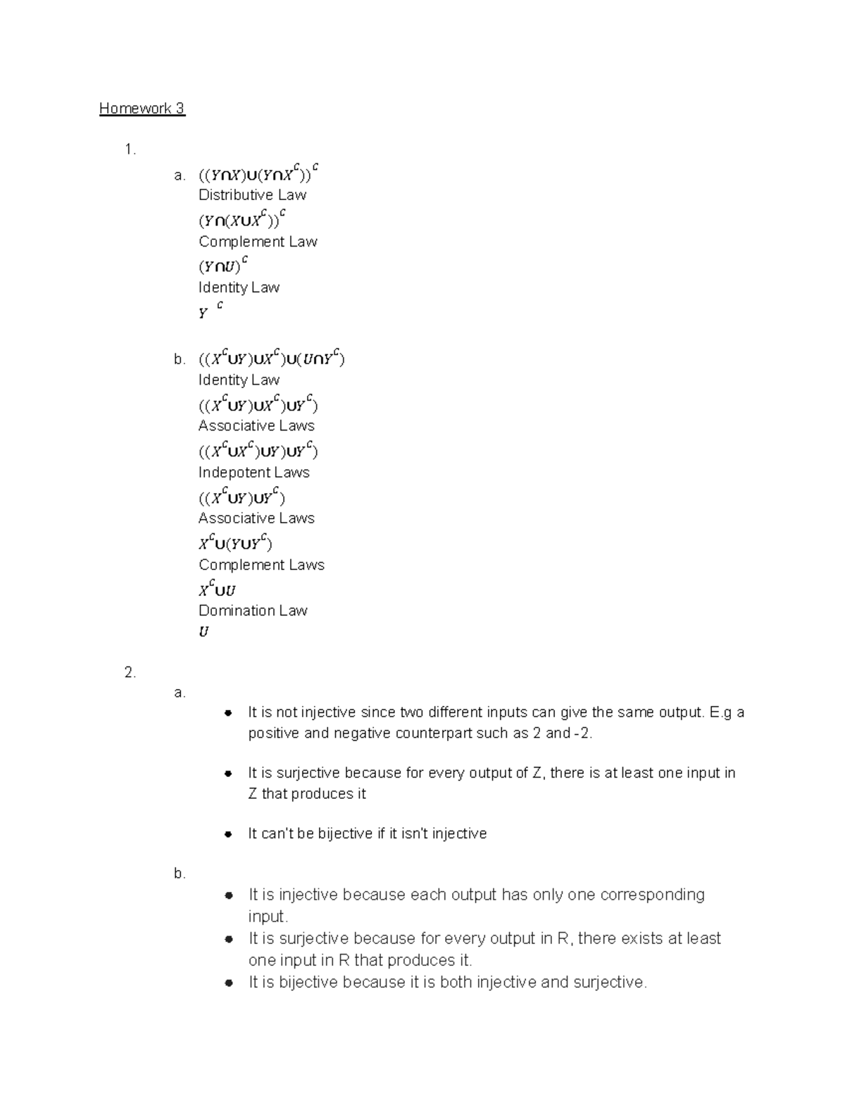 Cs 1800 Hw 3 Discrete Structures Assignment 3 Answers Homework 3 1 A πβ©πβͺπβ©π πΆ πΆ