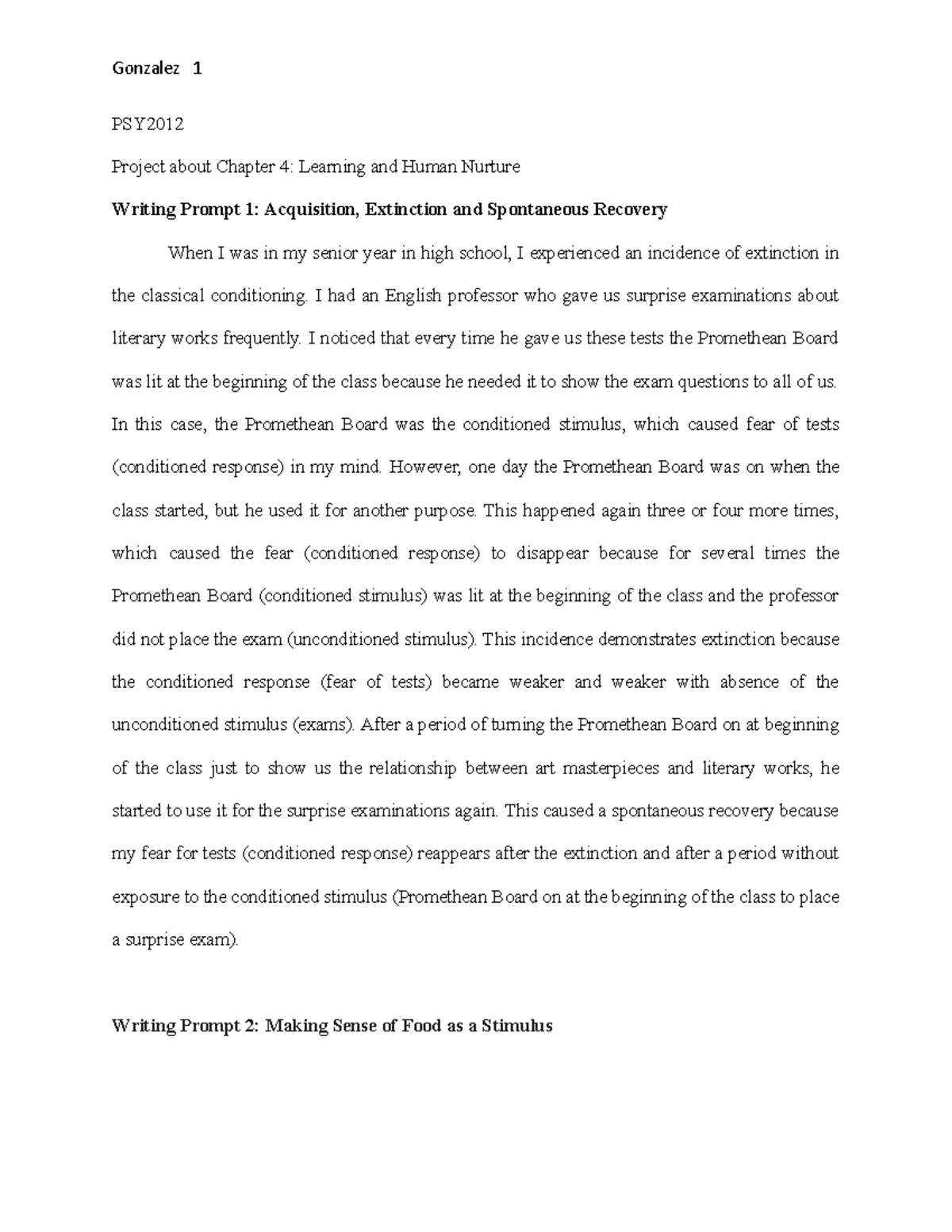 Project Human Learning - Gonzalez 1 PSY2012 Project about Chapter 4 ...