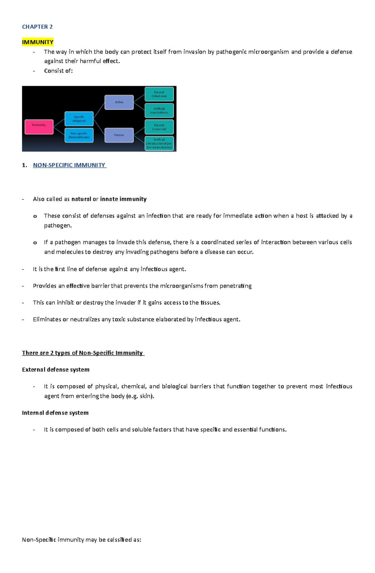 Chapter-2 Immunity - Chapter 2 notes of Immunology Serology - CHAPTER 2 ...