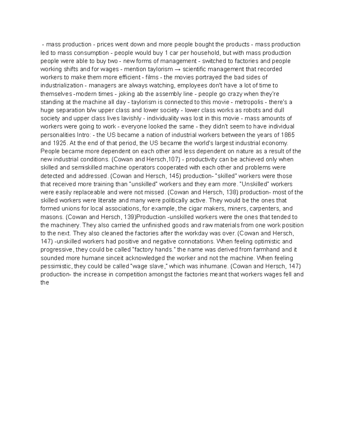 Assignment 4 Lectrue Notes Mass Production Prices Went Down And More People Bought The