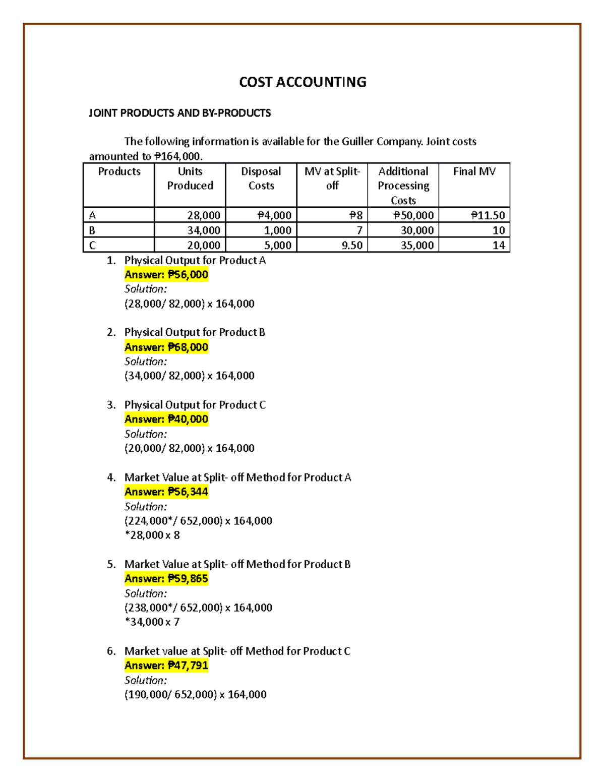 Cost Accounting - Joint and By Products - COST ACCOUNTING JOINT ...