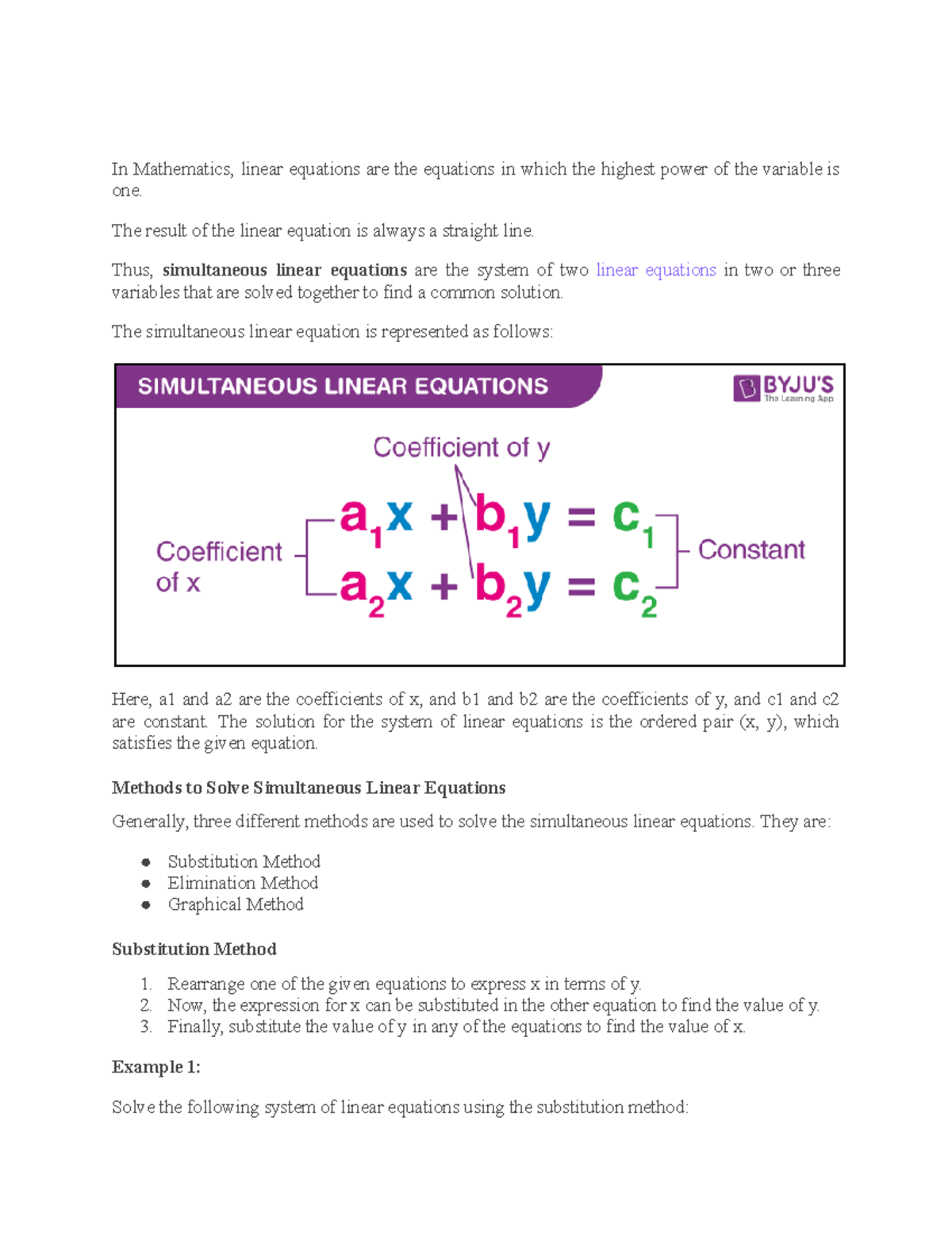 1.5 Simultaneous Linear Equations - Simultaneous Linear Equations In ...