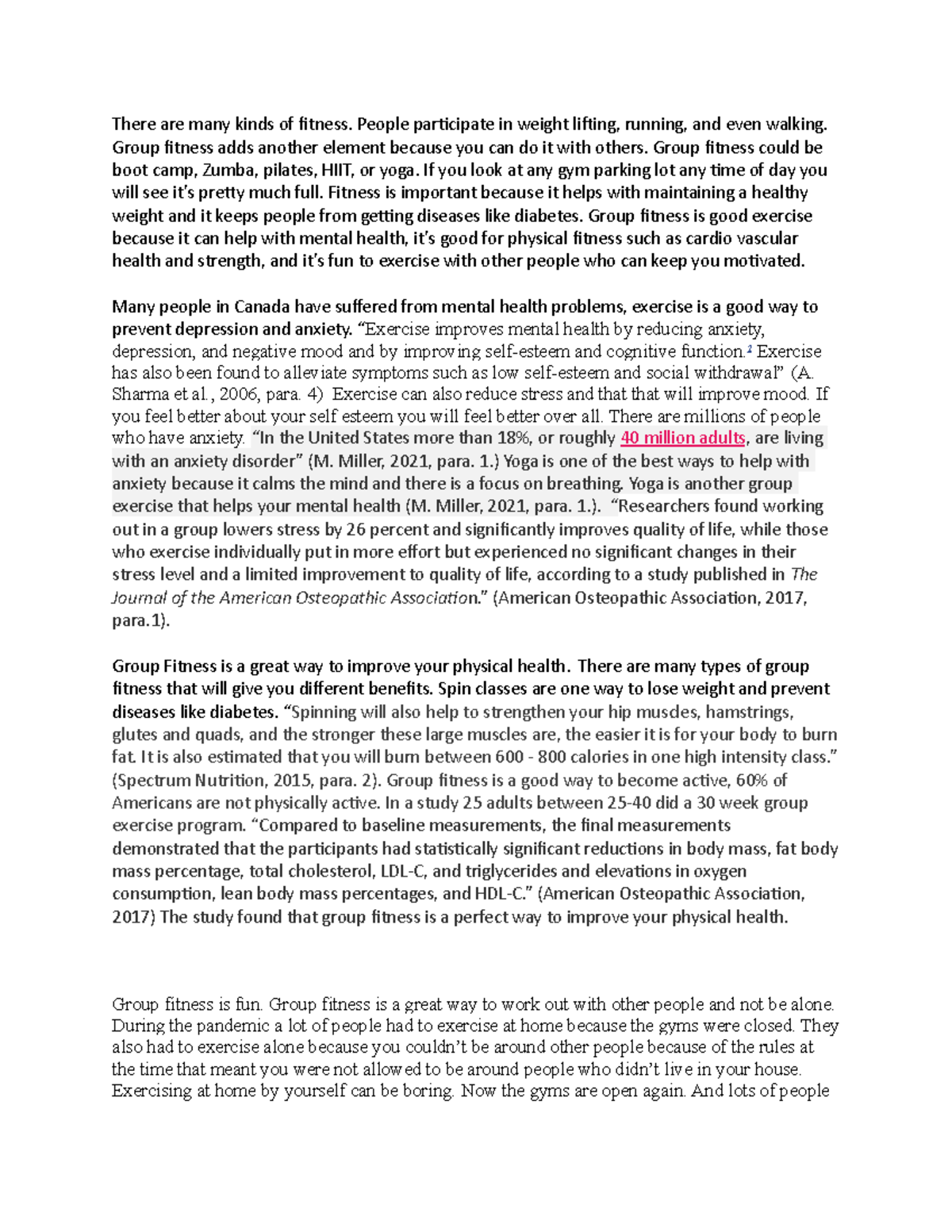 Week 13 Sample First Draft A - There are many kinds of fitness. People ...