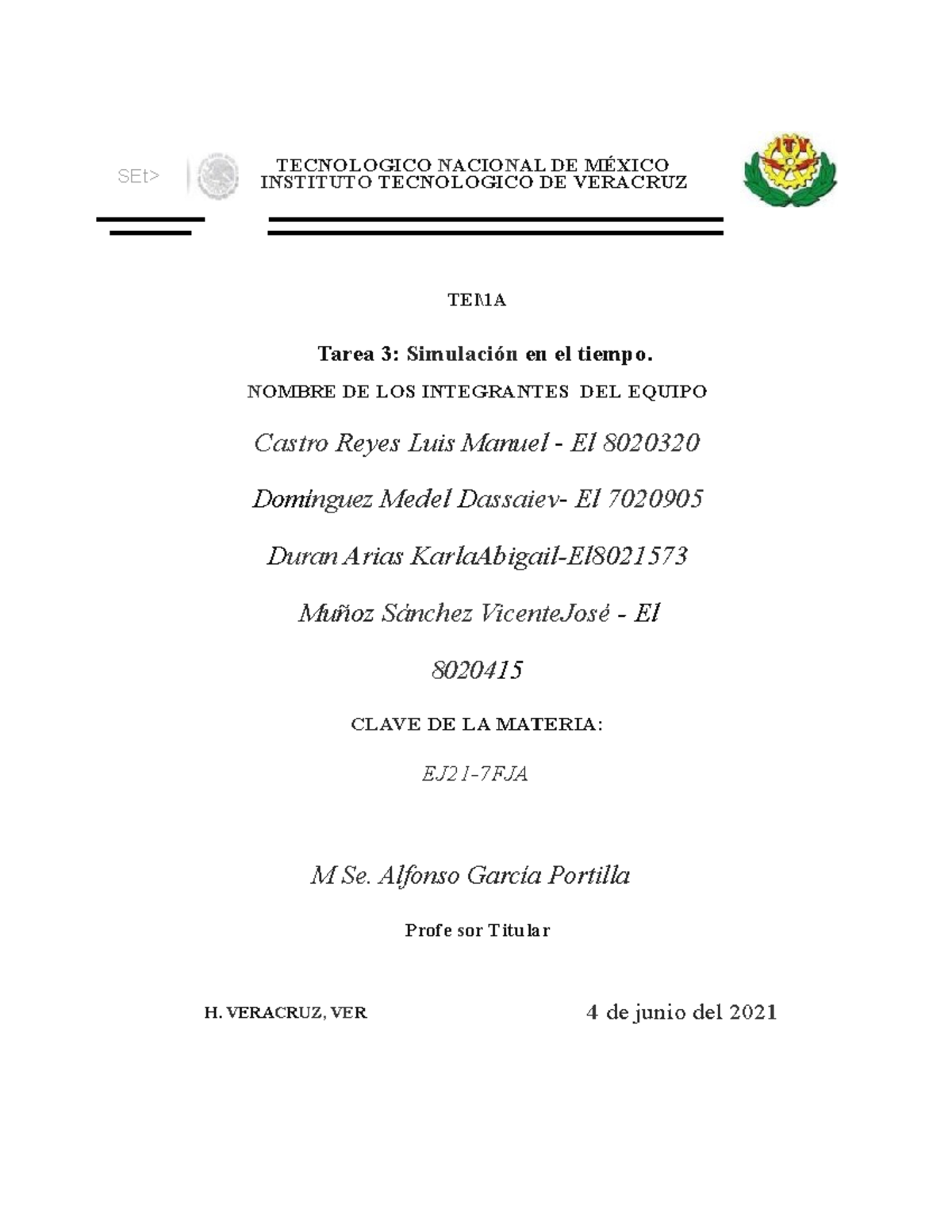 Dinsis T3 Equipo 3 - Mike - SEt> INSTITUTO TECNOLOGICO TECNOLOGICO DE ...
