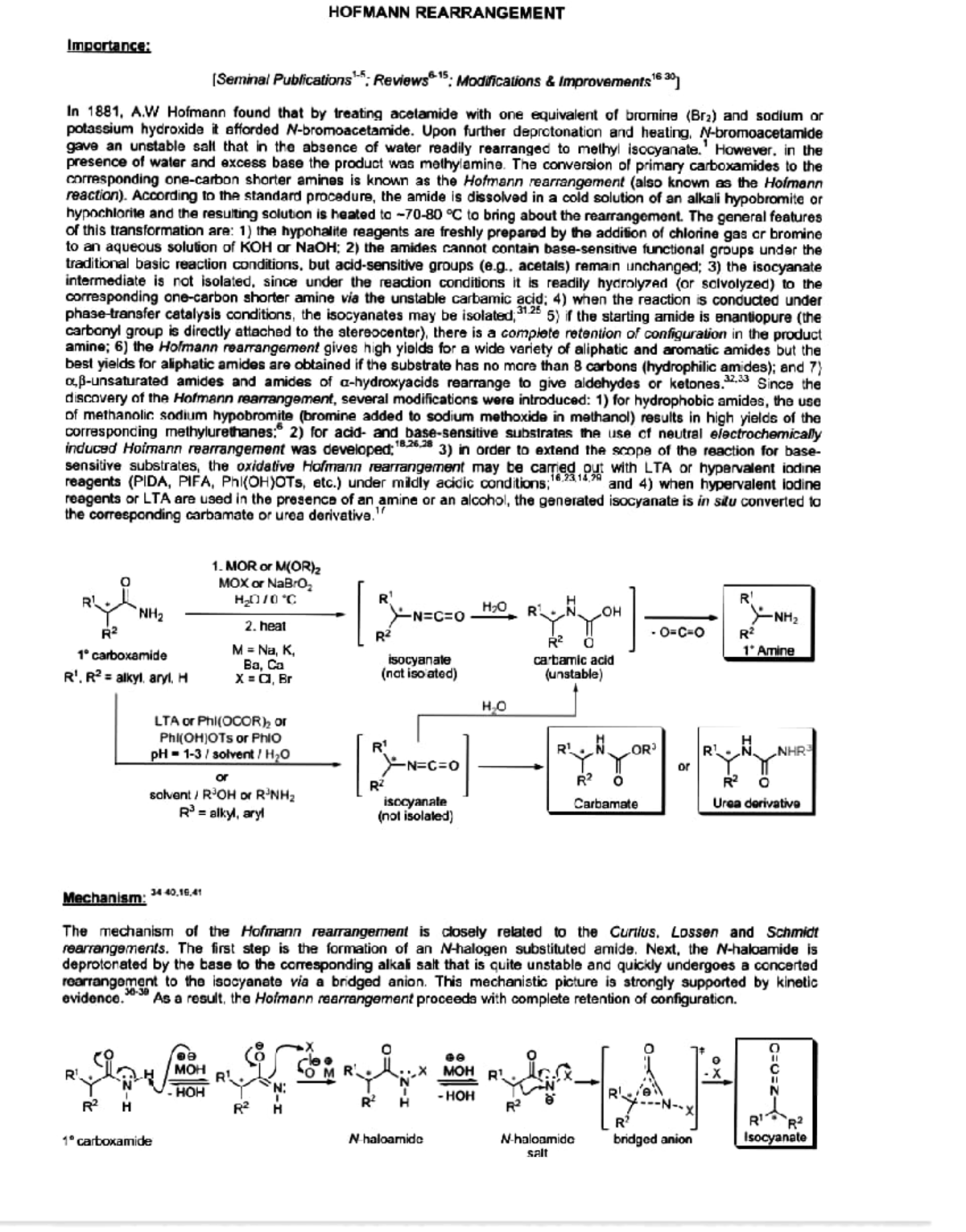 Hofmann Rearrangement - HOFMANN REARRANGEMENT mportance [Seminal ...