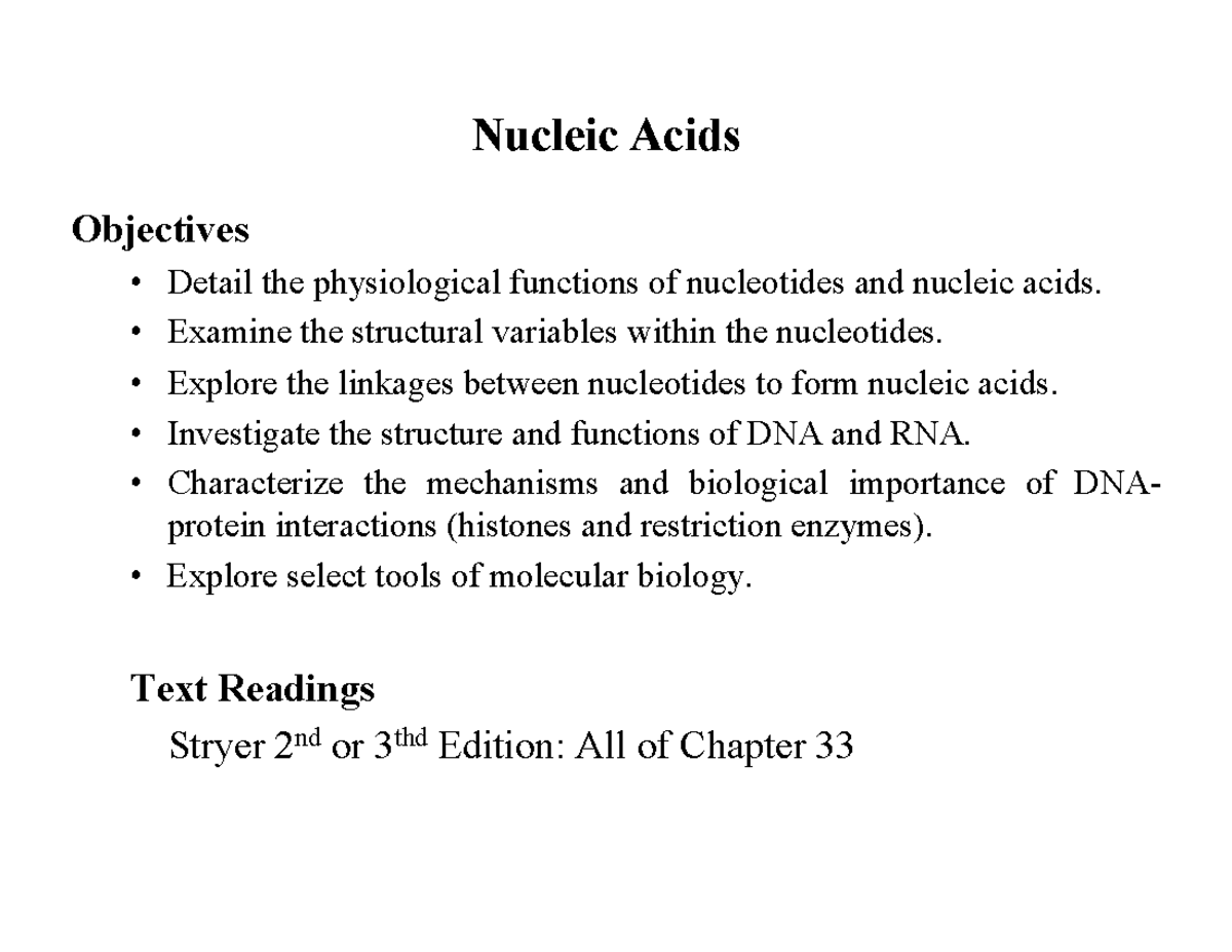 BMSC 200 Module 10 PDF - lecture notes - Nucleic Acids Objectives ...