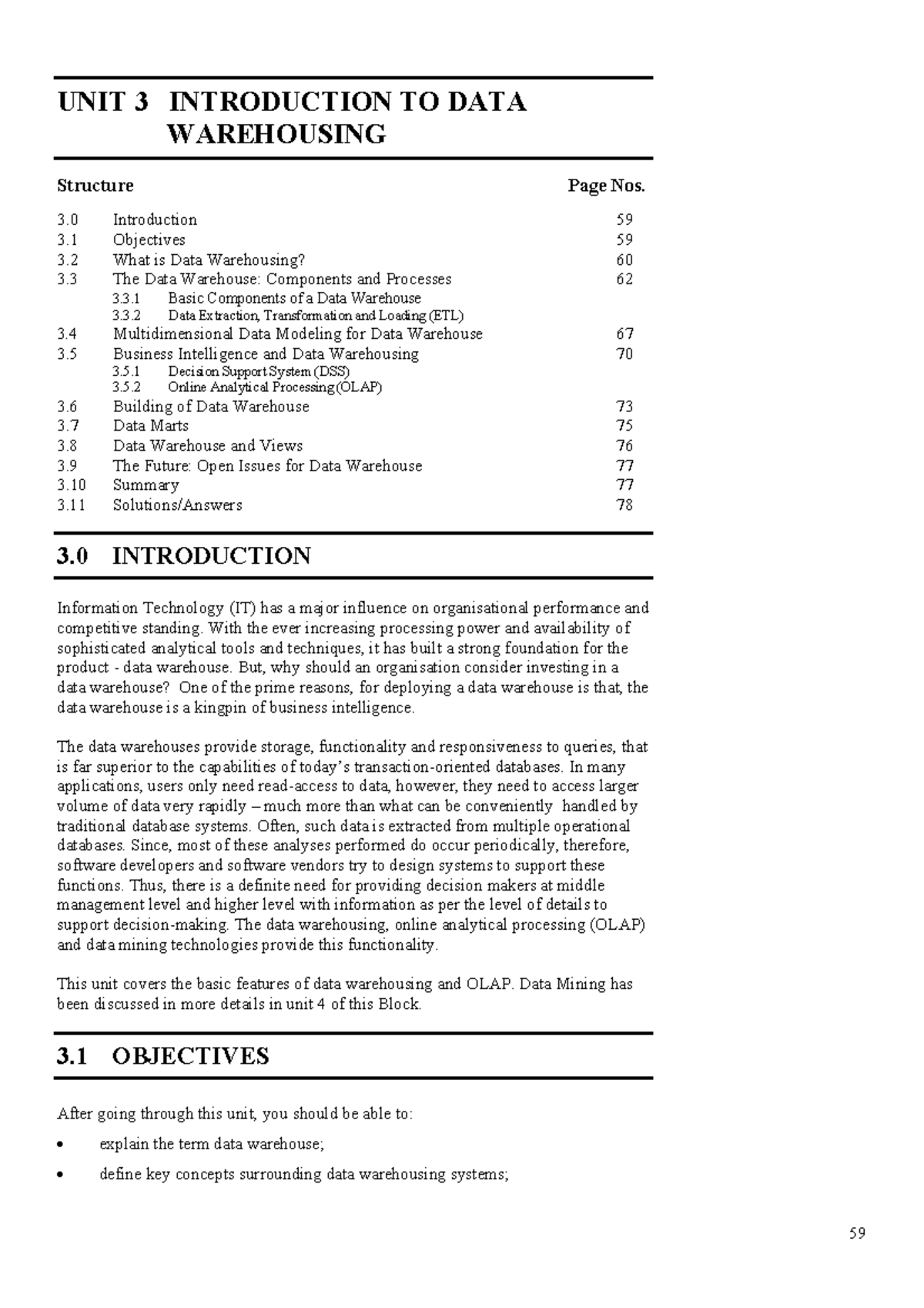 Block-3 MS-043 Unit-2 - material of MCS-043 - Introduction to Data Warehousing UNIT 3 ...