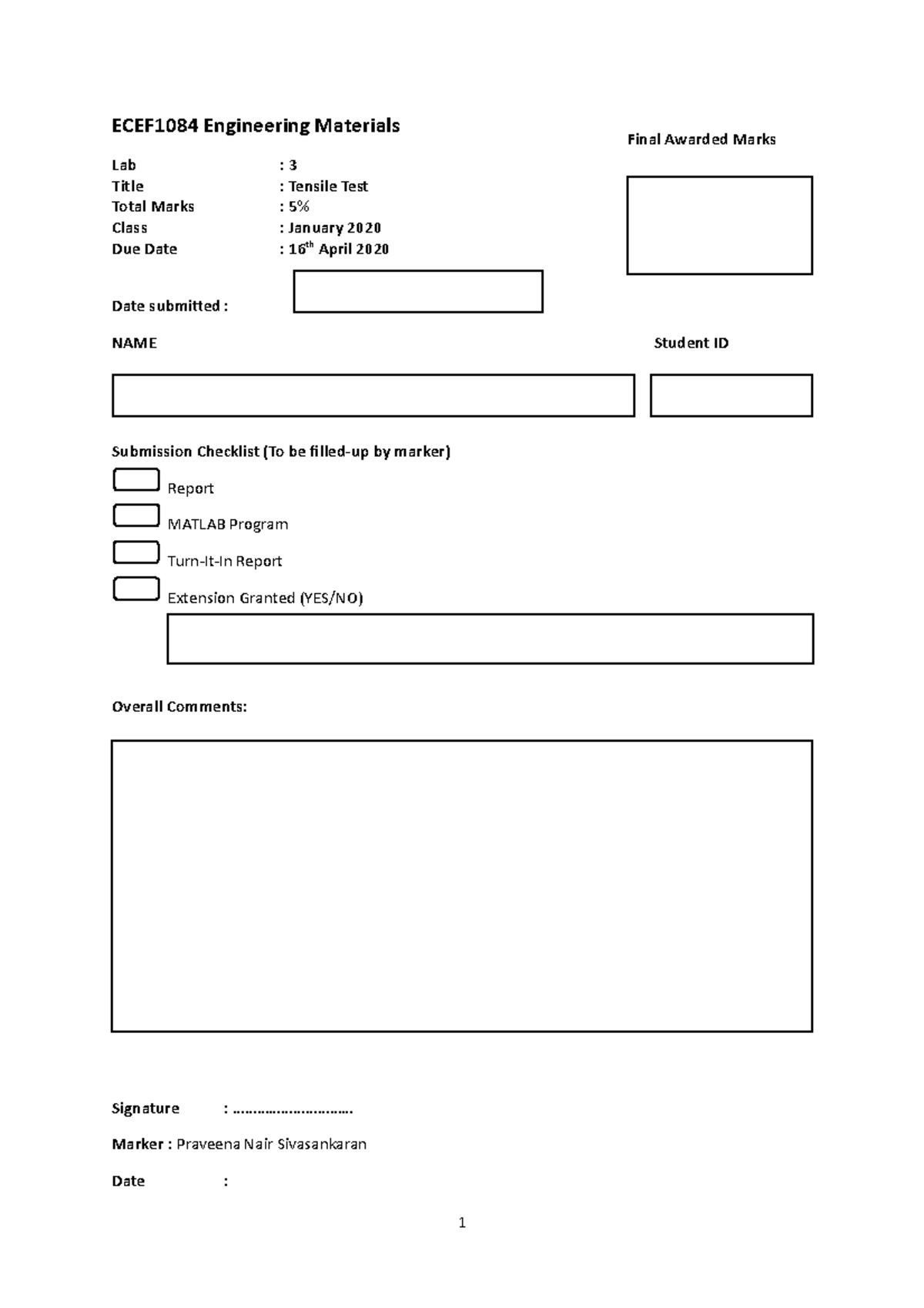 ECEF 1084 Lab3 Tensile test - ECEF1084 Engineering Materials Lab : 3 ...