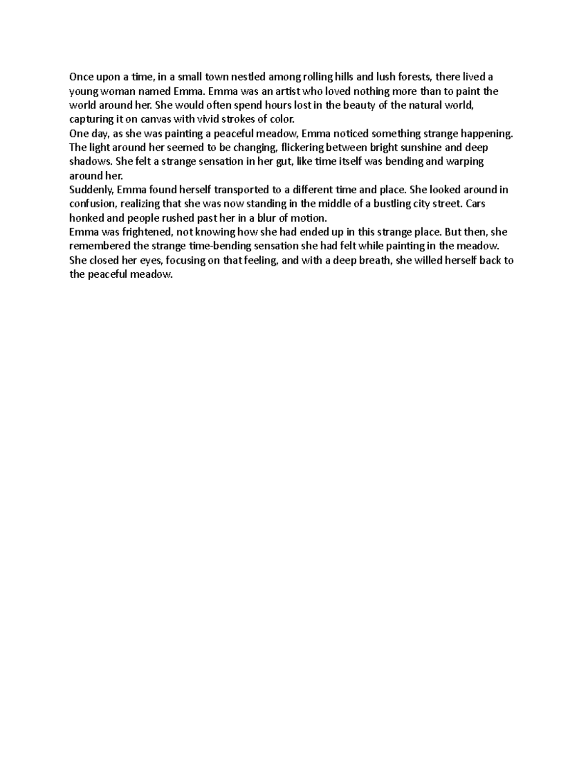 Story 5 - English test - Once upon a time, in a small town nestled ...