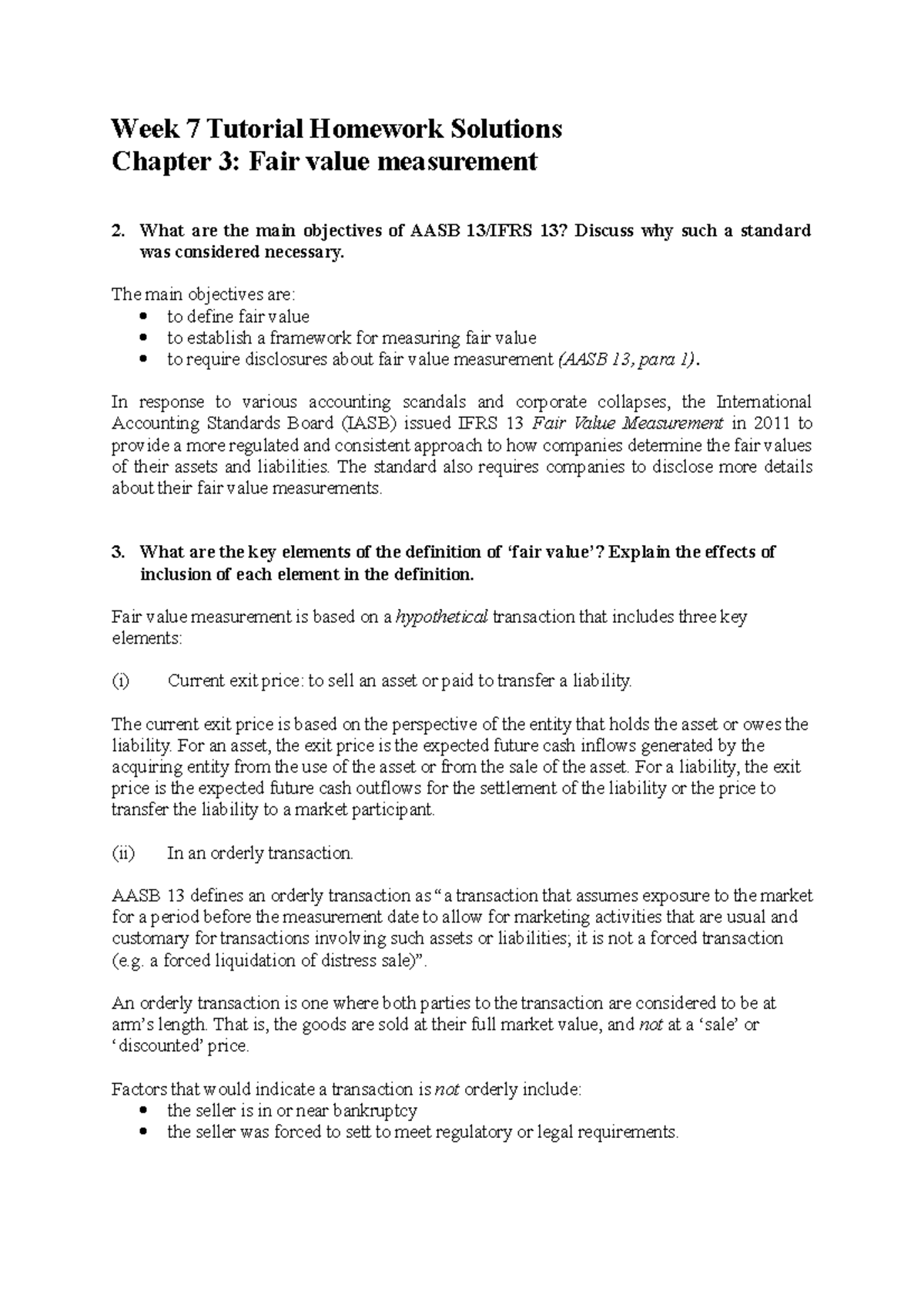Solutions to Tutorial homework questions Week 7 - Week 7 Tutorial ...