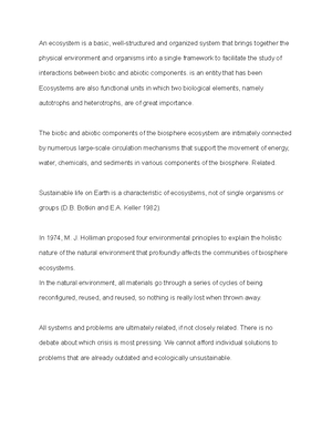 Principles of Ecology Chapters 5+6 - Chapter 5 assimilate energy from ...