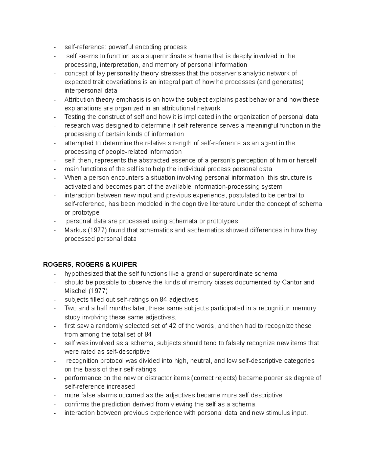 Self- Reference Effect, Rogers - self-reference: powerful encoding ...