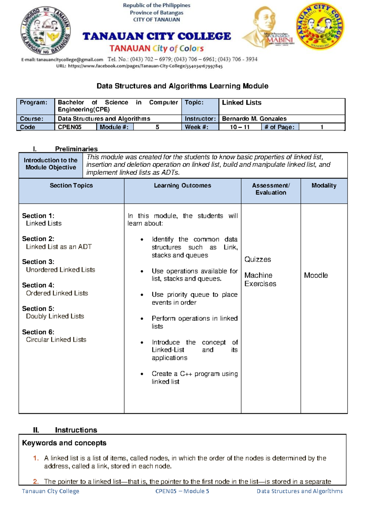 CPEN05 Learning- Module 5 Week 10-11 B Gonzales - Data Structures and Algorithms Learning Module ...