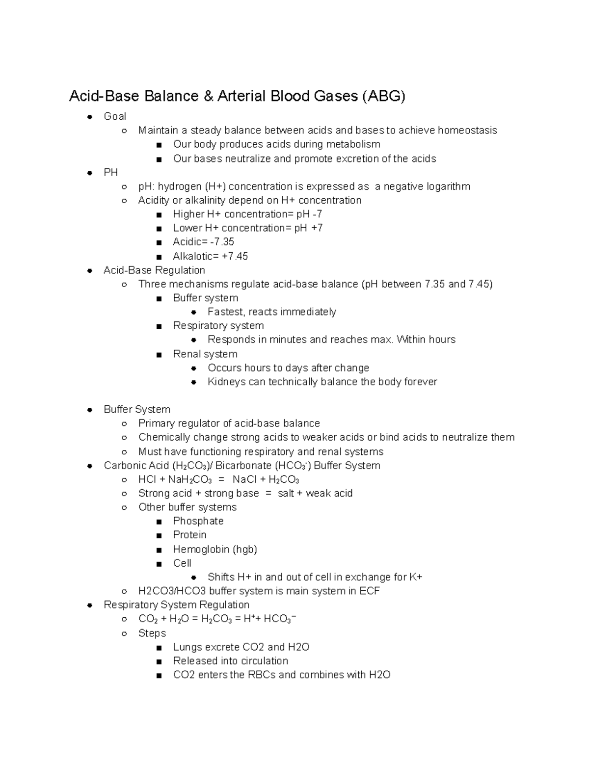 206 Acid-Base Balance and ABGs - Acid-Base Balance & Arterial Blood ...