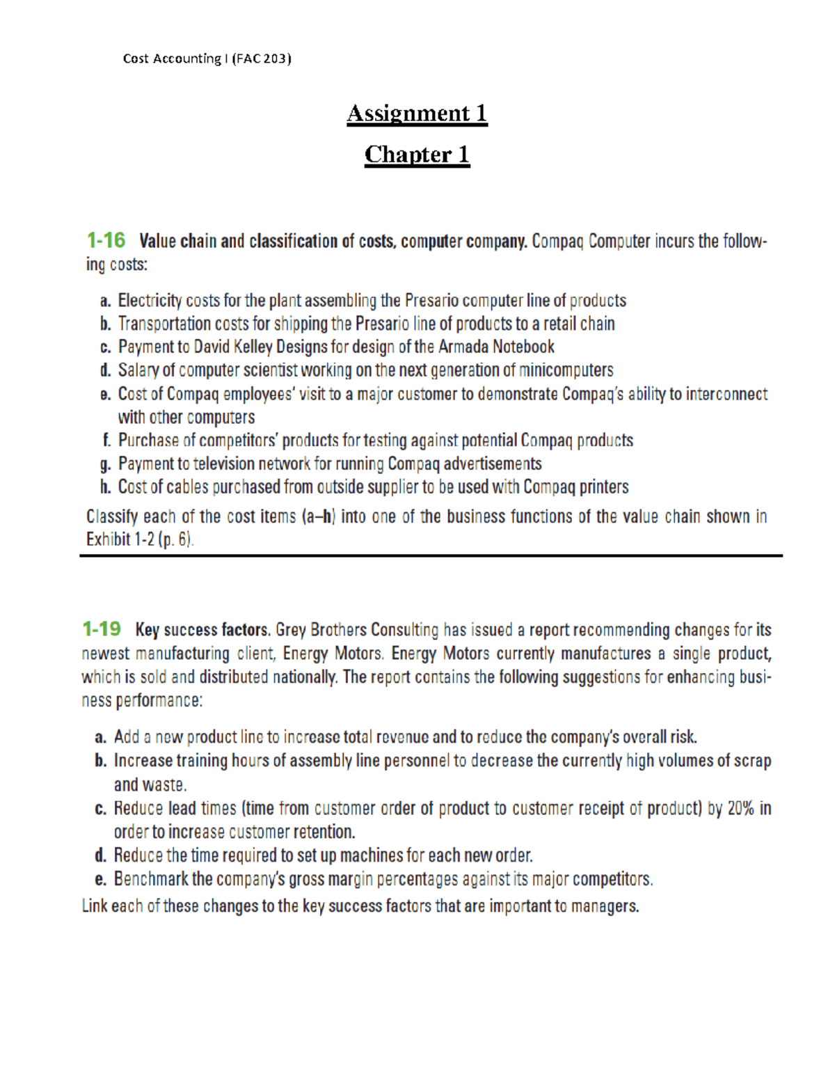 Assignment 1 - assiment 1 - financial reporting - Cost Accounting I ...